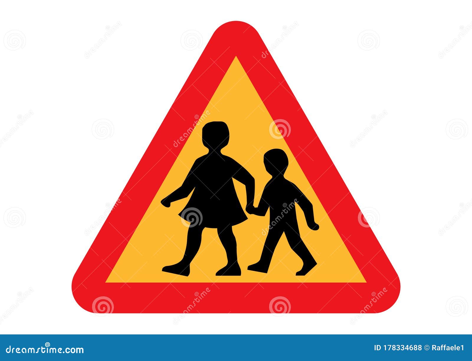 Caution Children Crossing Signal Stock Illustration - Illustration of ...