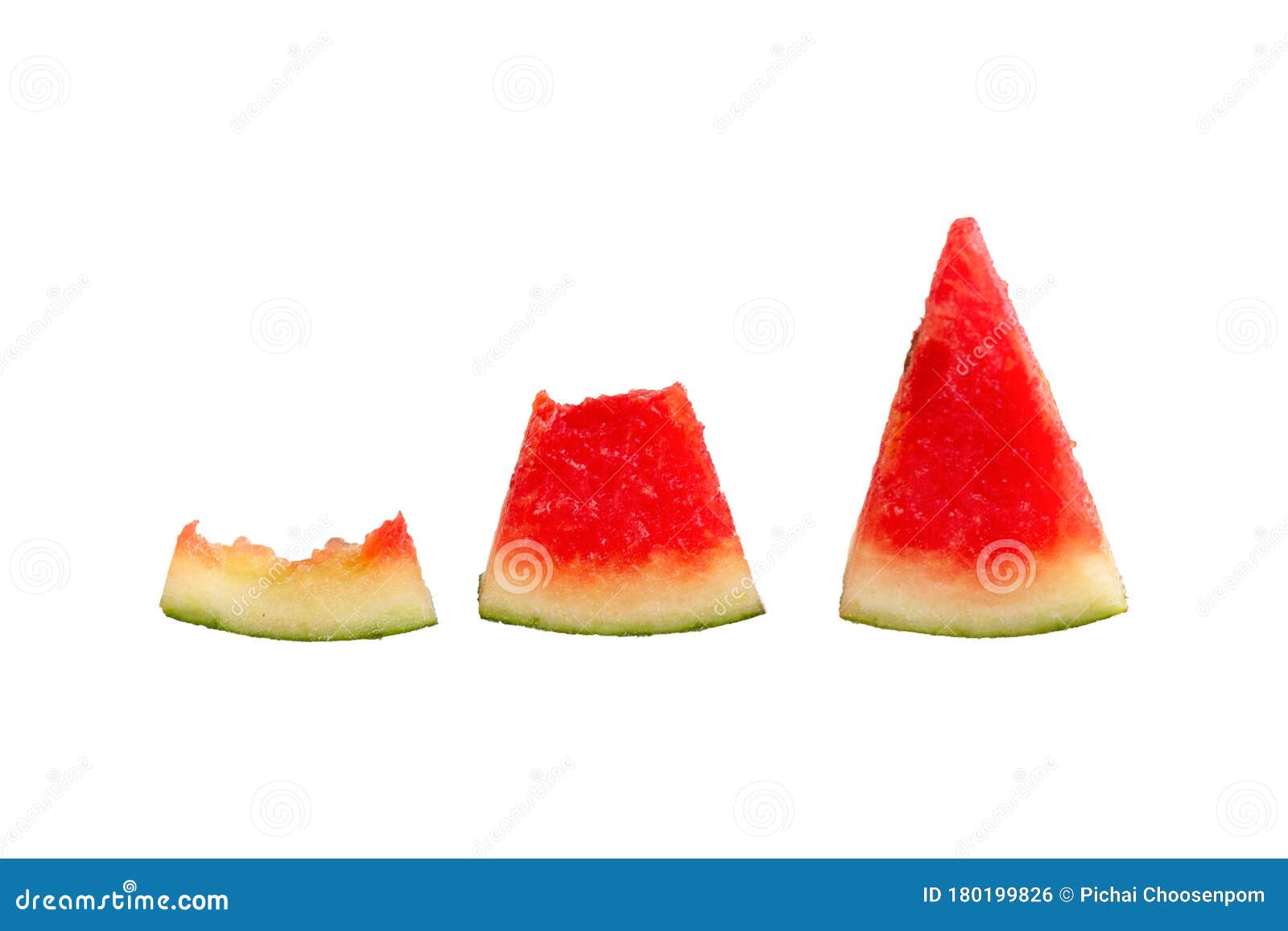 Triangular Watermelon that is Bitten Apart on a White Background Stock ...