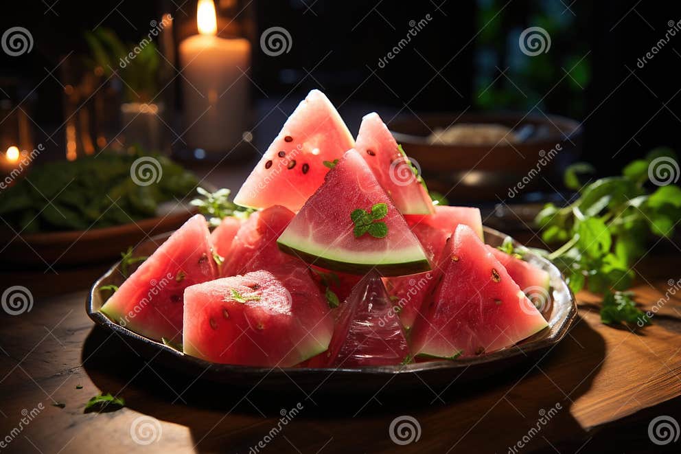 Triangular Watermelon Slices, Isolated in the White Ba Stock ...