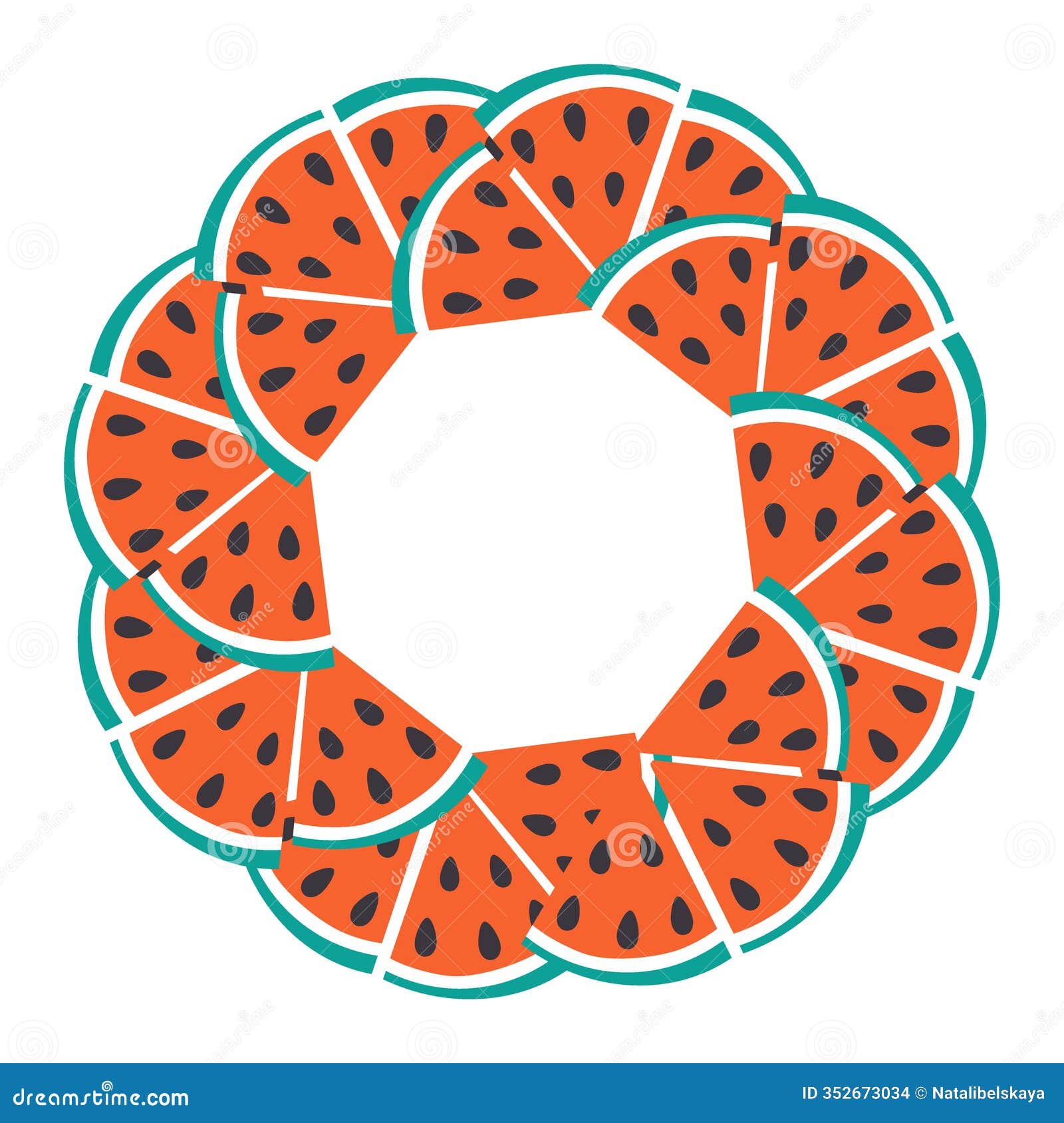 Triangular Watermelon Slices with Seed. Circle Frame Watermelons Pieces ...