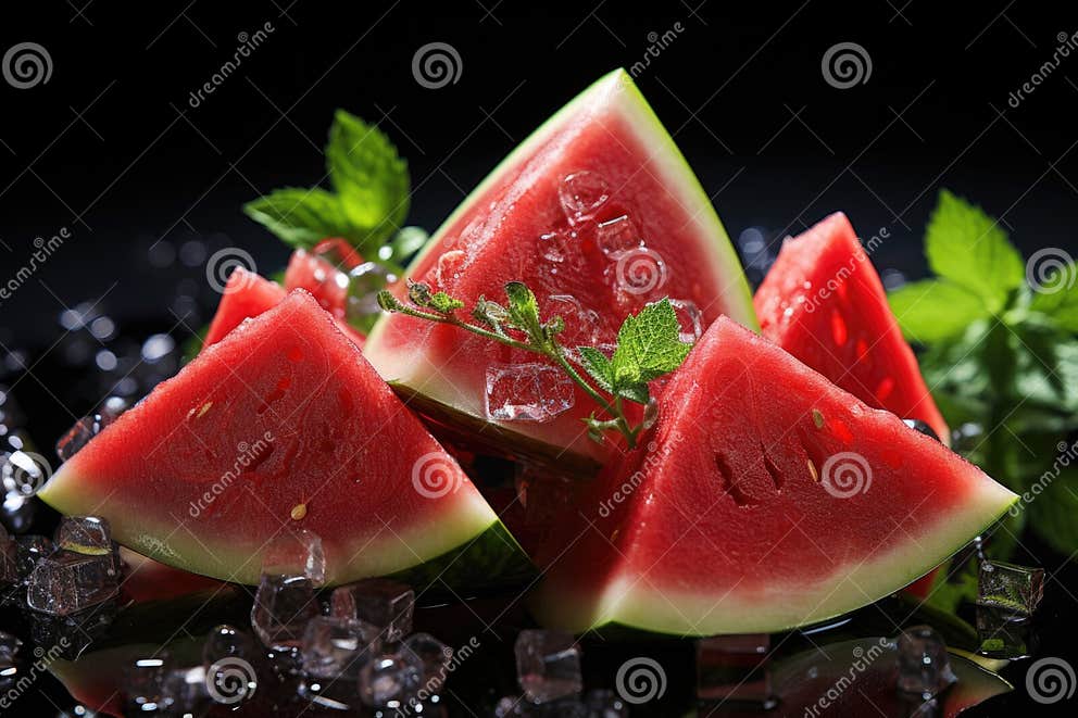 Triangular Watermelon Slices on White Ba Stock Illustration ...