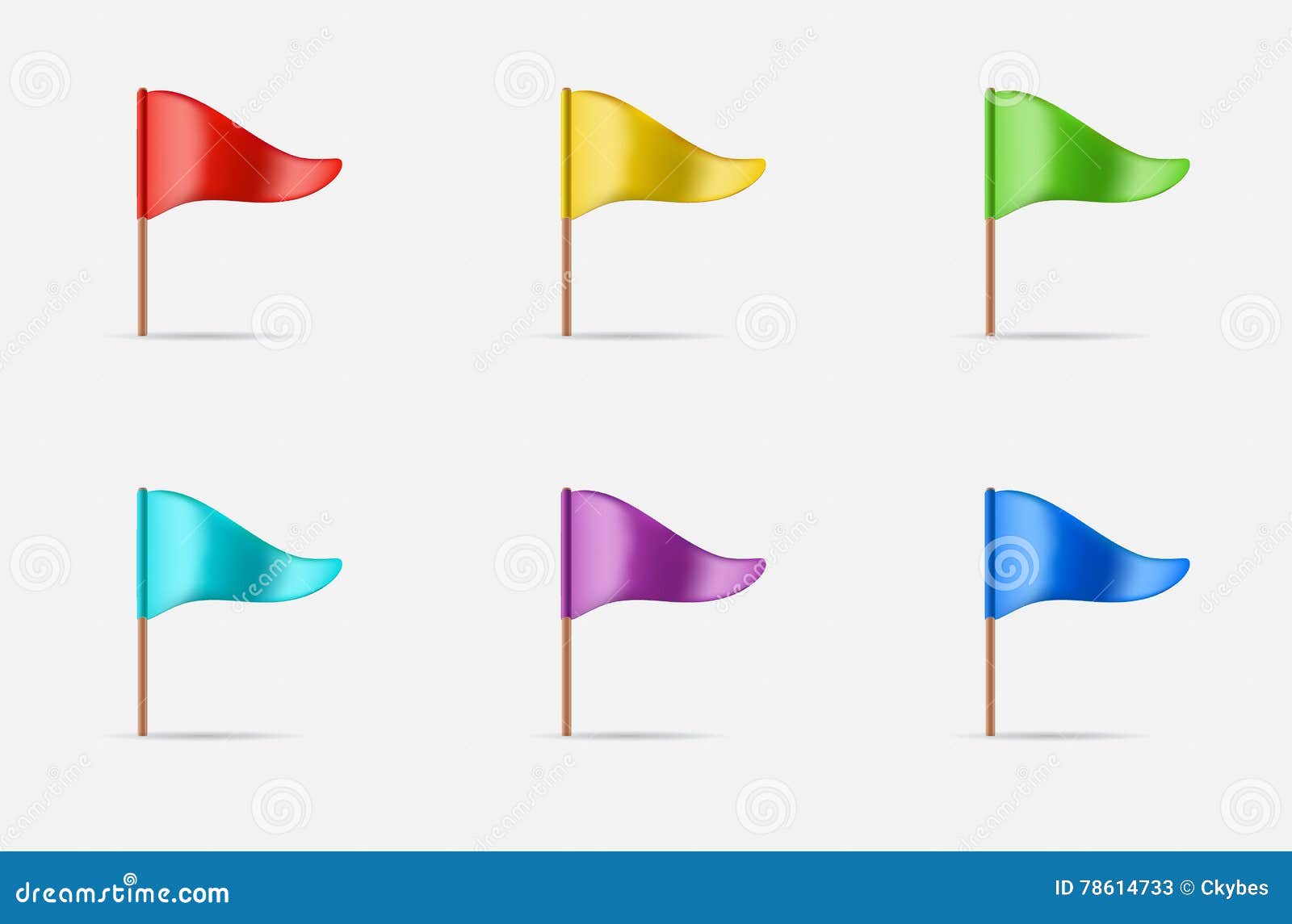 Triangular Waving Flag Set of Icons Stock Vector - Illustration of flagstaff, cornered: 78614733