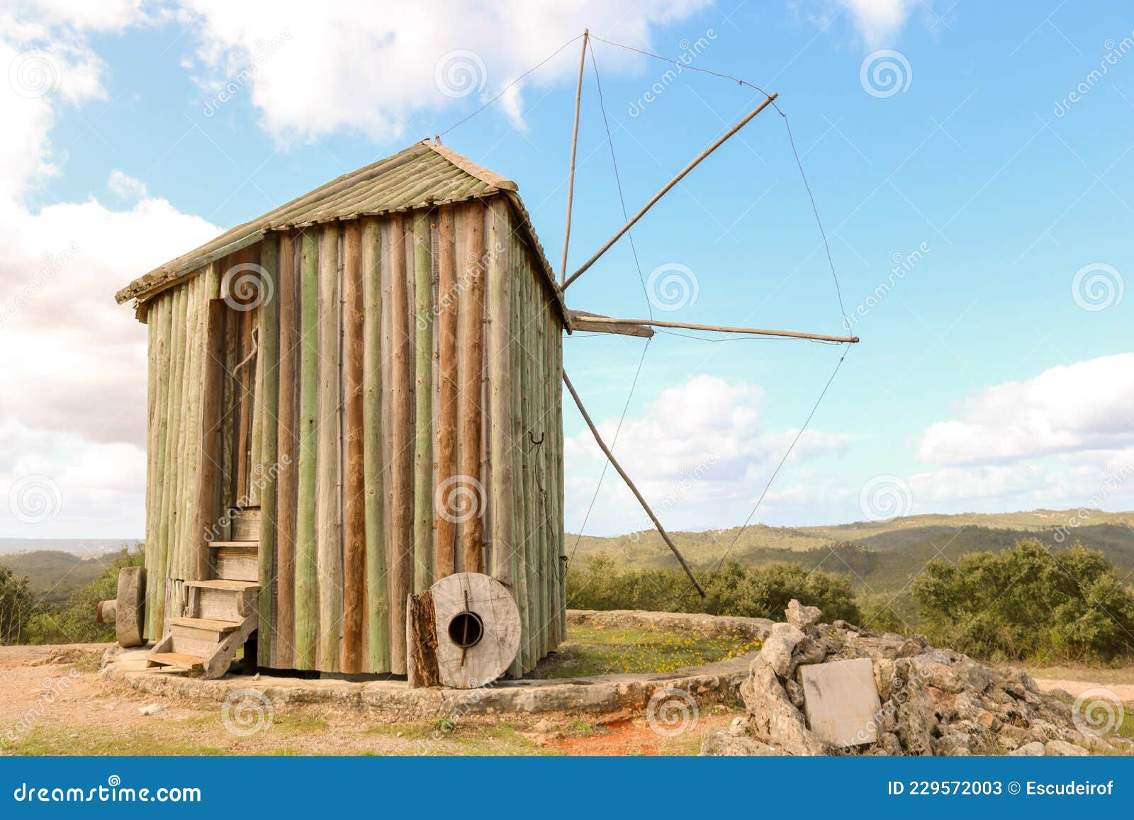 Triangular winmill. stock image. Image of earth, green - 229572003