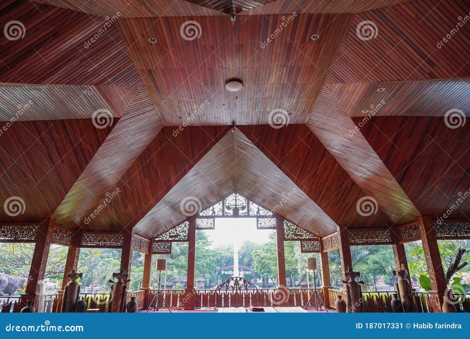 Triangular Wooden Ceiling in the Shape of a Trapezoid. the Interior is ...