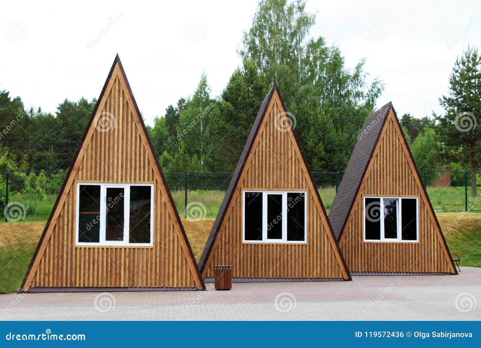 Triangular Wooden Houses for Rest Stock Photo - Image of tourism ...