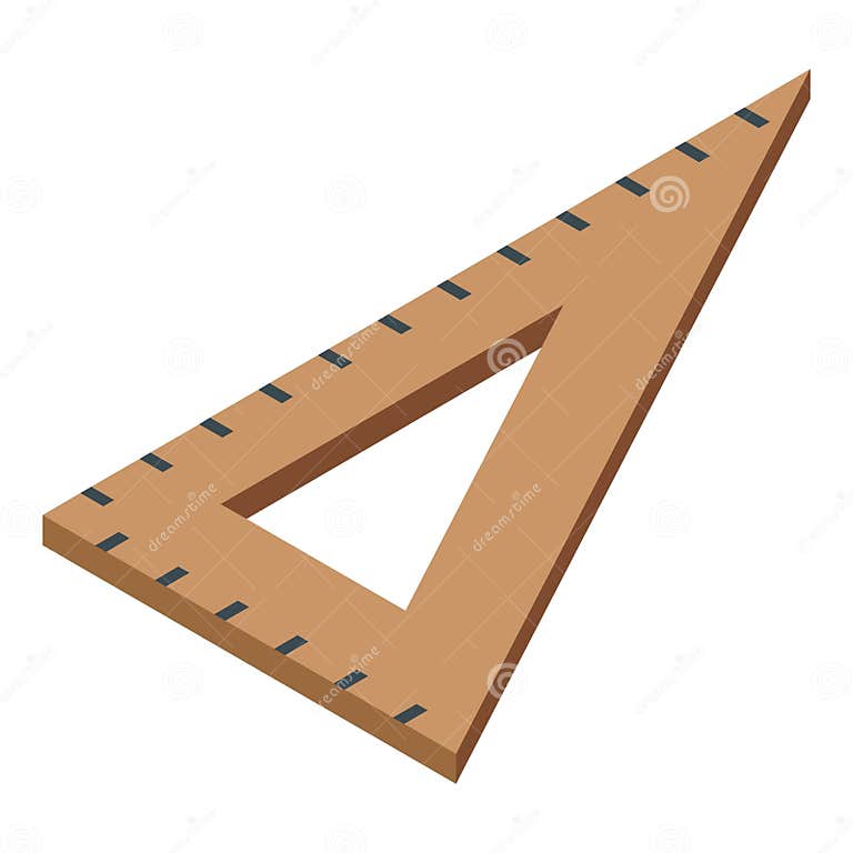 Wooden Triangular Ruler Lying on White Background Stock Illustration ...