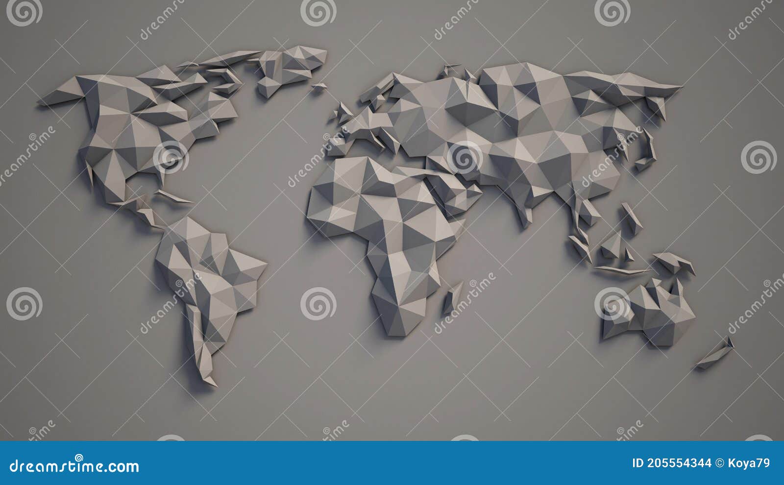 Triangular World Map 3d Rendering Stock Illustration - Illustration of ...