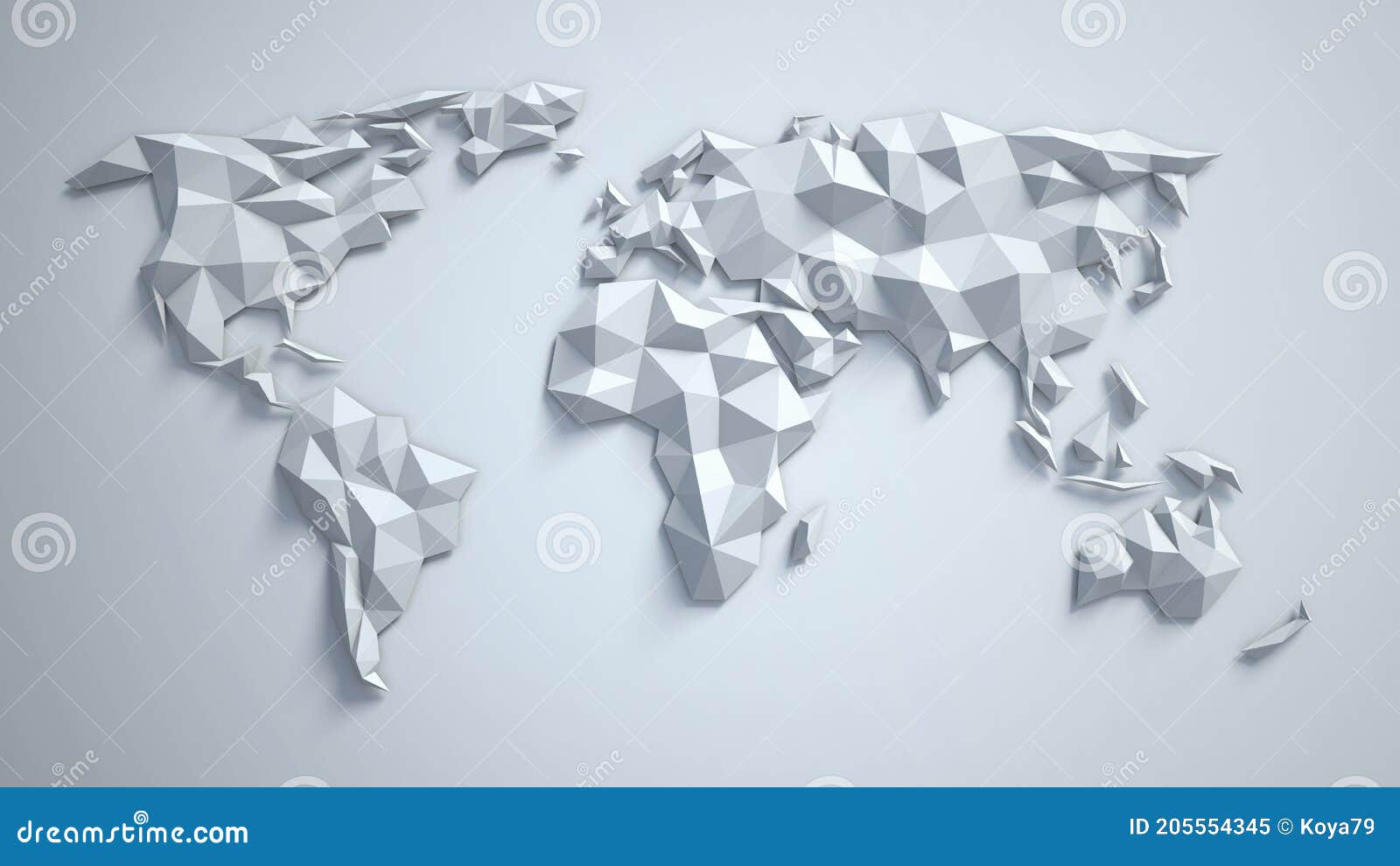 Triangular World Map 3d Rendering Stock Illustration - Illustration of ...