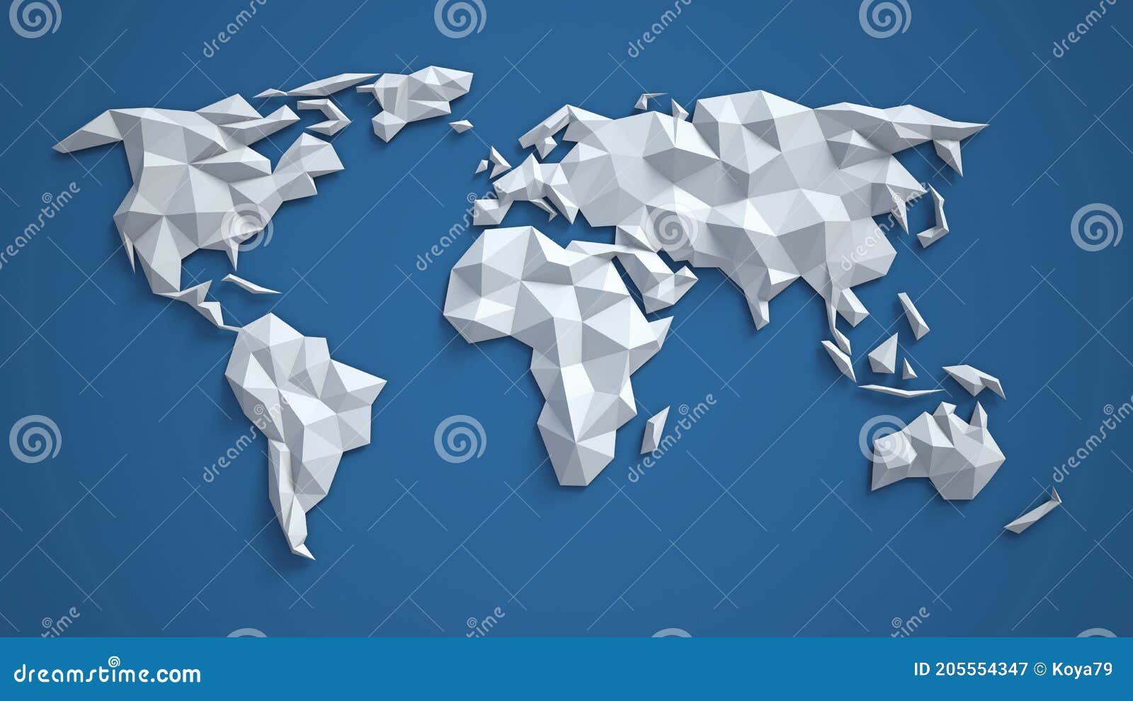 Triangular World Map 3d Rendering Stock Illustration - Illustration of ...