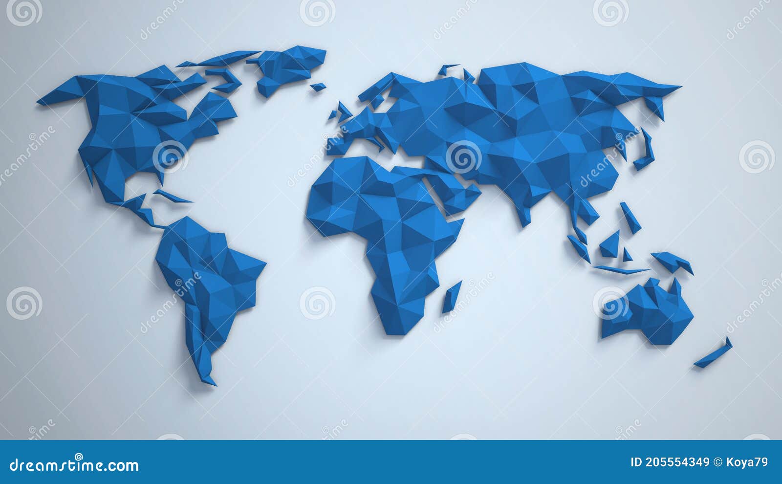 Triangular World Map 3d Rendering Stock Illustration - Illustration of ...