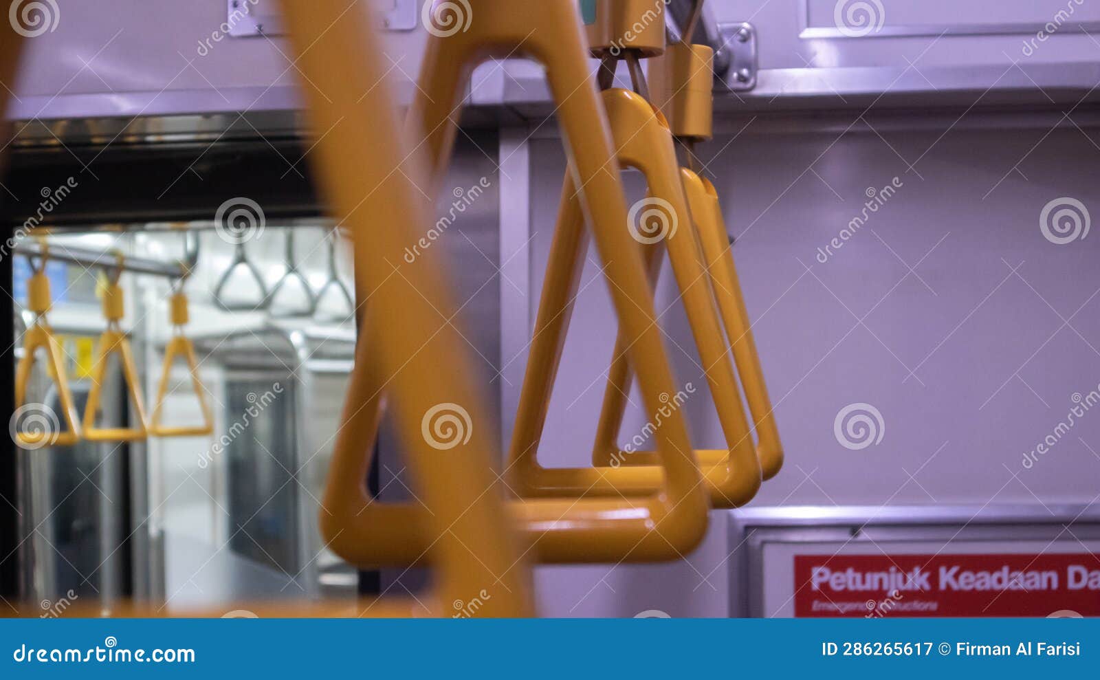 The Triangular Yellow Electric Train Passenger Handle Stock Image ...