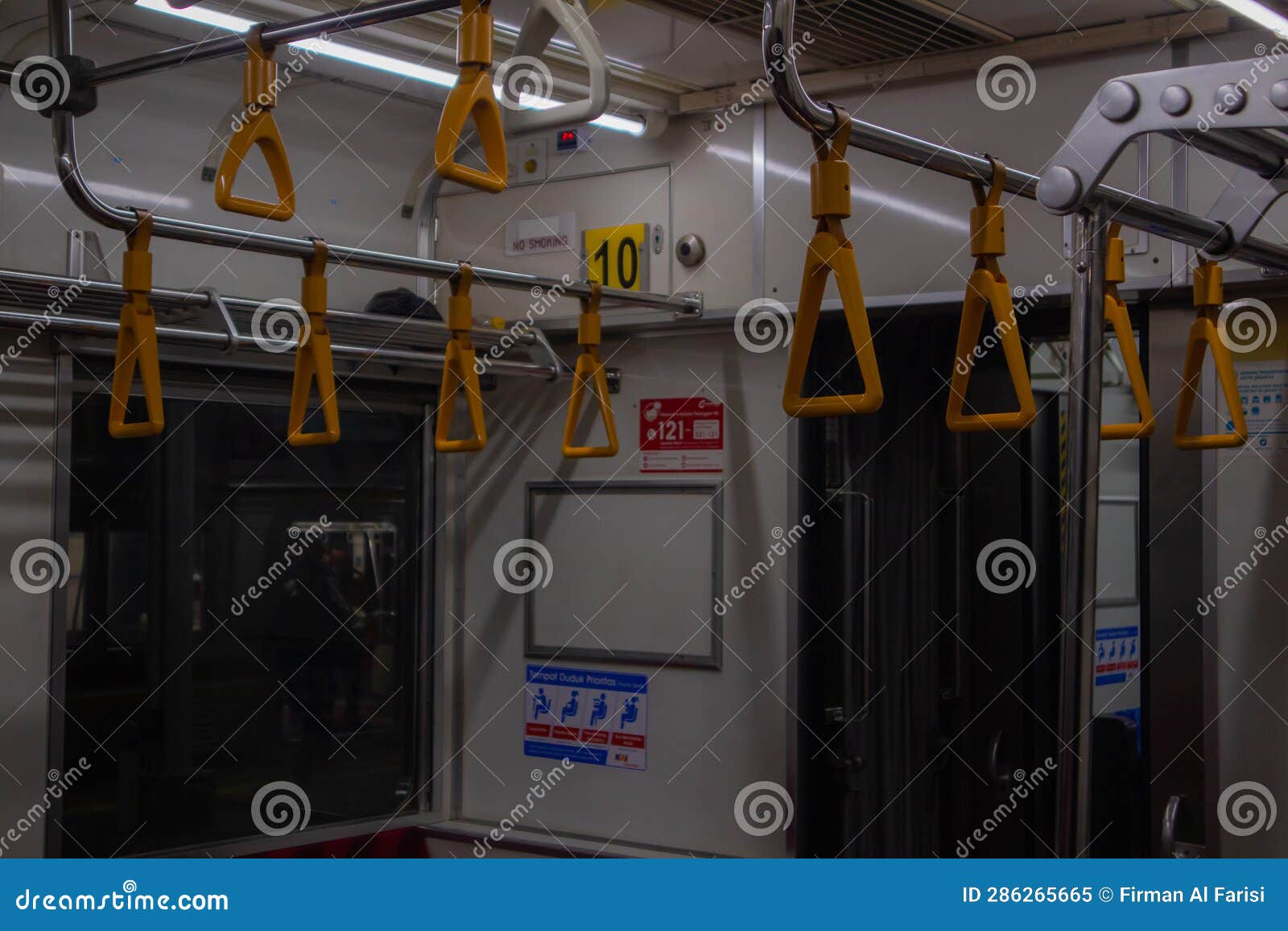 The Triangular Yellow Electric Train Passenger Handle Stock Image ...