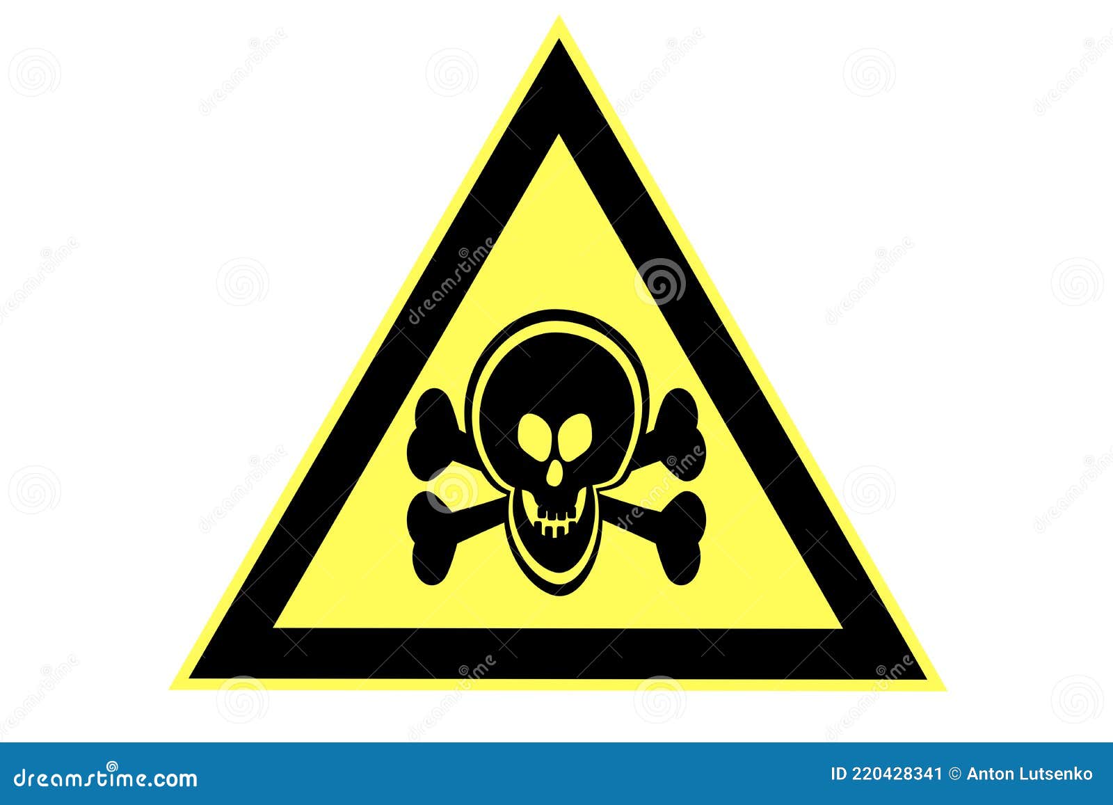Triangular Yellow Sign with Black Skull and Bones, Danger Symbol Stock ...