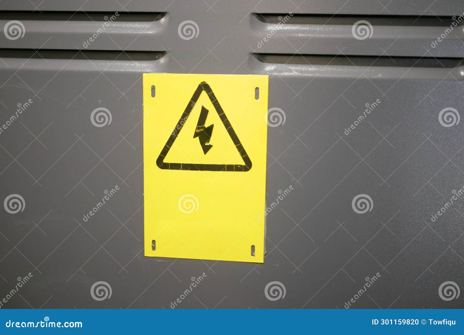 The Triangular Yellow Sign of the Danger of Electric Shock Stock Photo ...