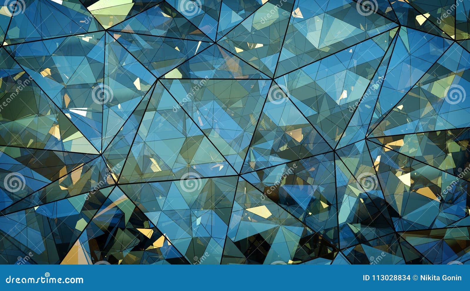 Triangulated Multilayered Glass Shape Abstract 3D Rendering Stock ...