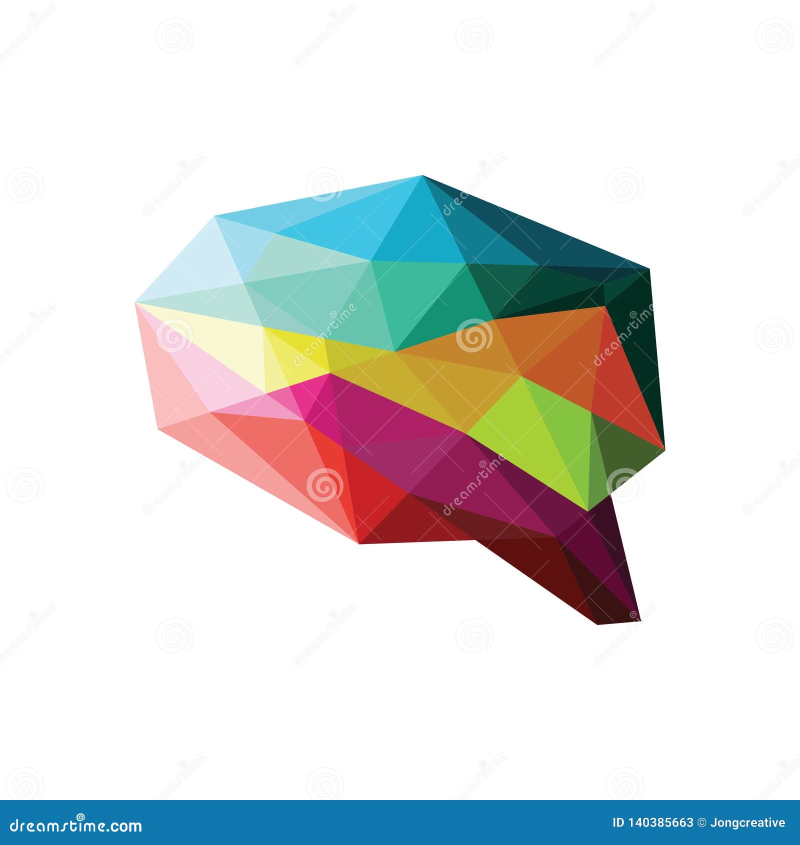 Triangulation Mosaic Geometric Abstract Brain Shape Colorful ...
