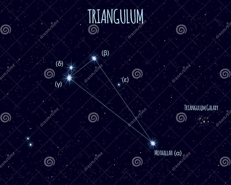 Triangulum Constellation, Vector Illustration with the Names of Basic ...