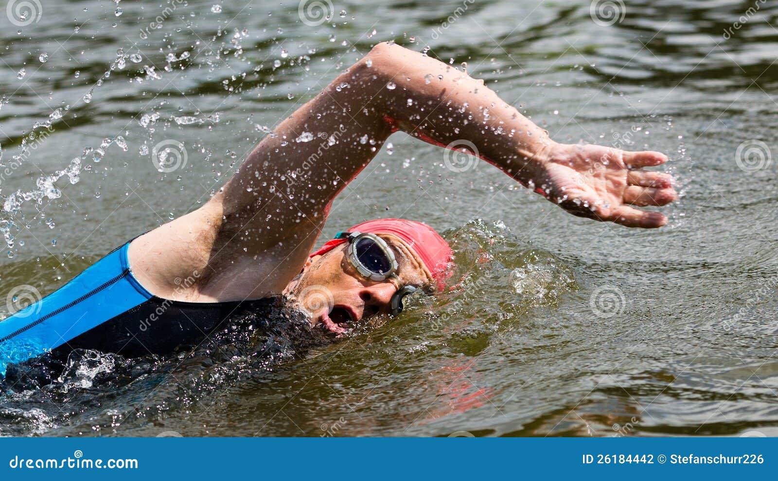 Triathlete in Front Crawl Swimming Stock Photo - Image of outdoors ...