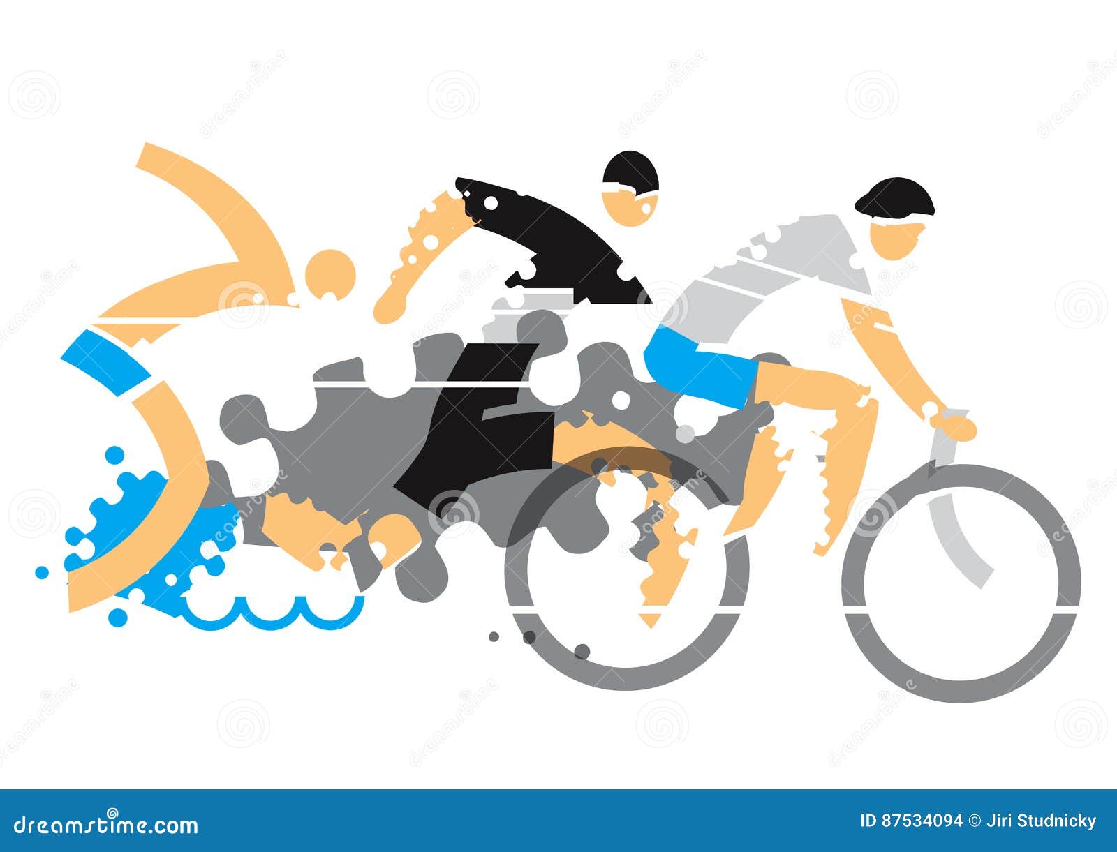 Triathlon Competition Grunge Stylized. Stock Vector - Illustration of ...