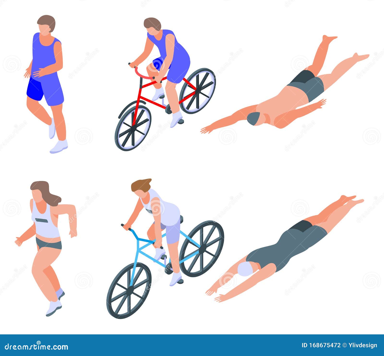 Triathlon Icons Set, Isometric Style Stock Vector - Illustration of ...