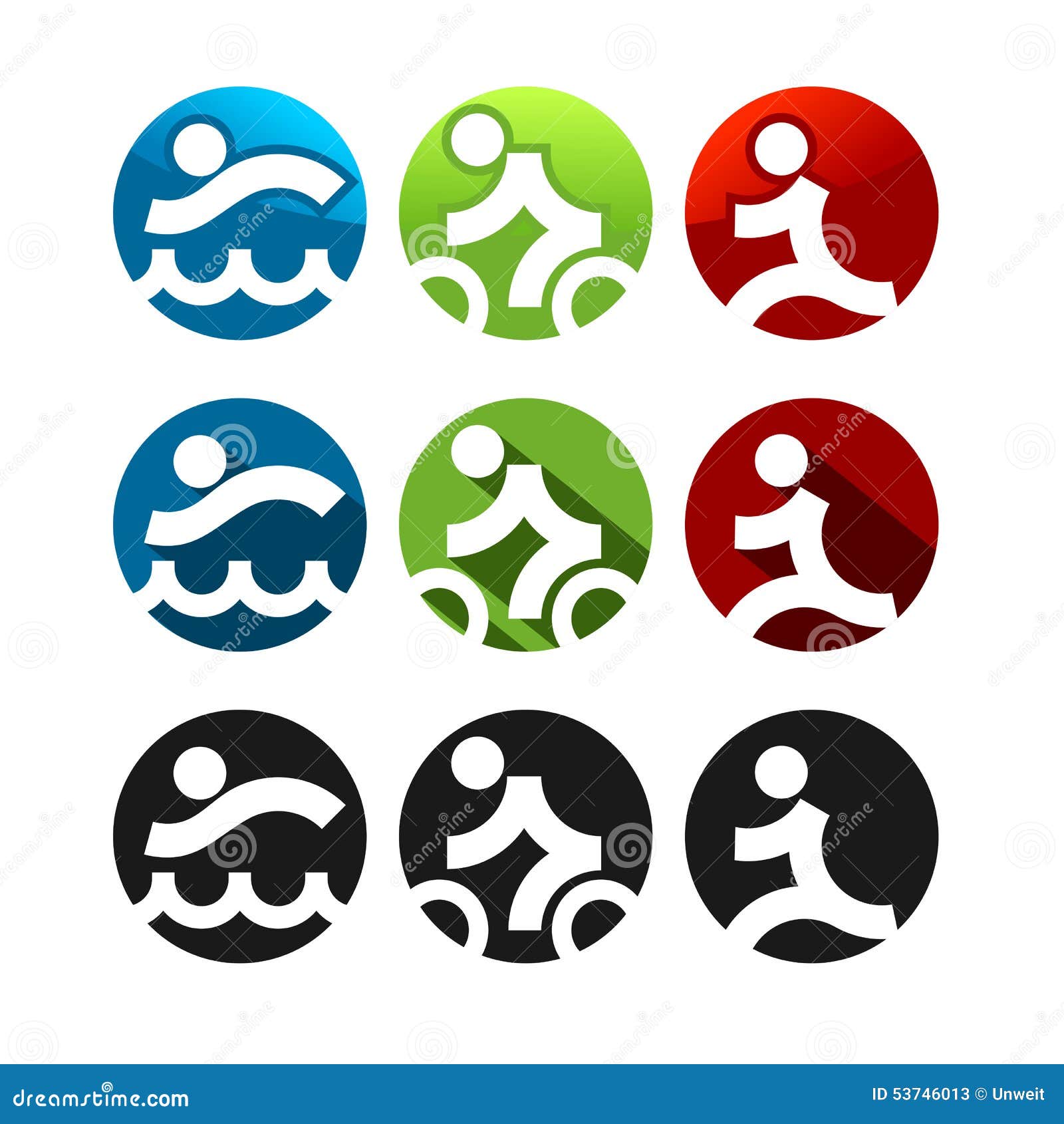 Triathlon Icons stock vector. Illustration of color, actions - 53746013