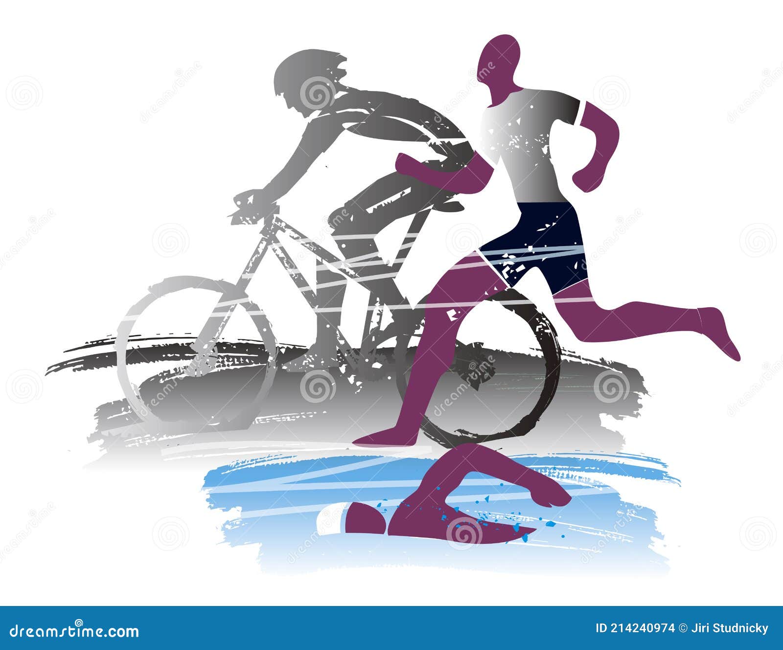 Triathlon Race Illustration. Cartoon Vector | CartoonDealer.com #98781945