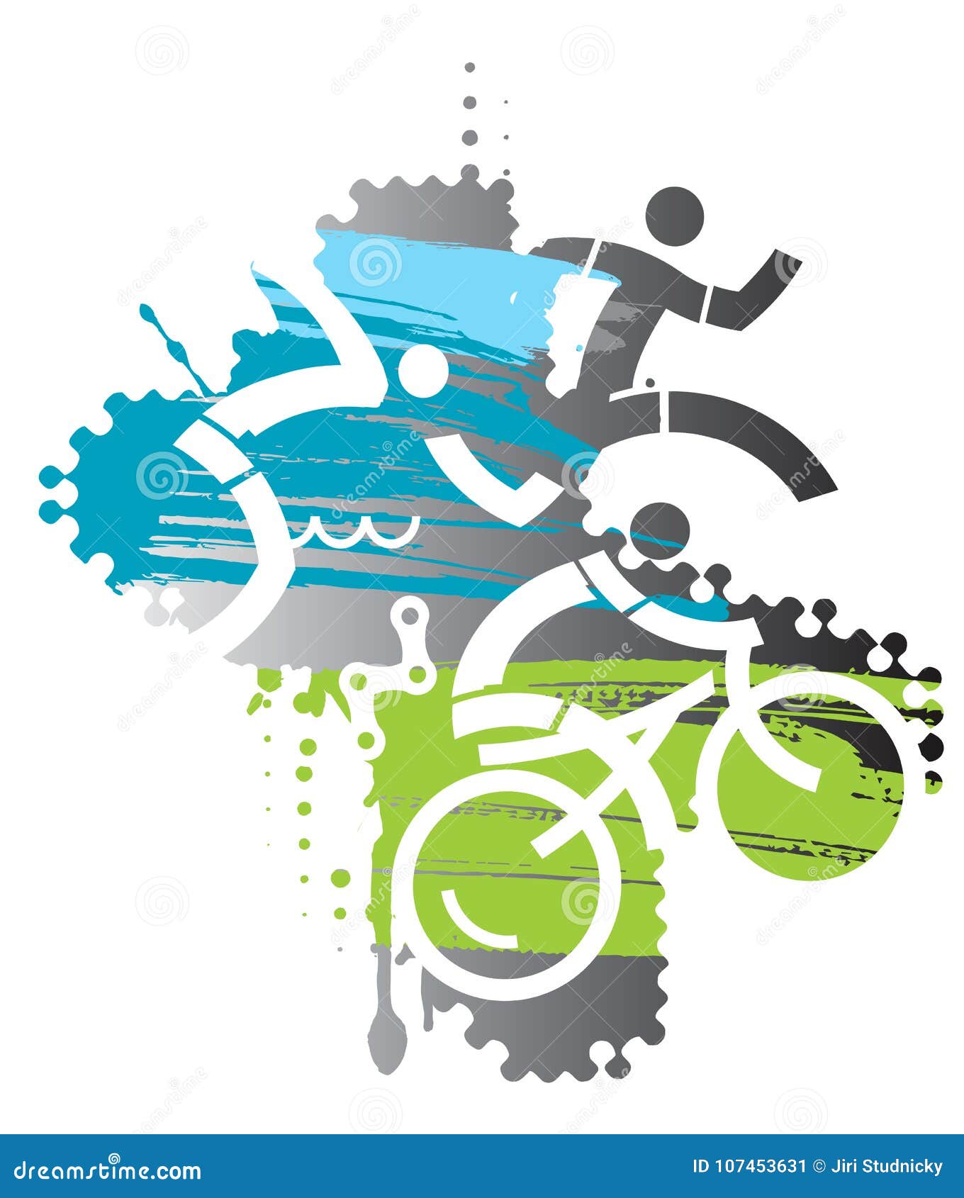 Triathlon Race Illustration. Cartoon Vector | CartoonDealer.com #98781945