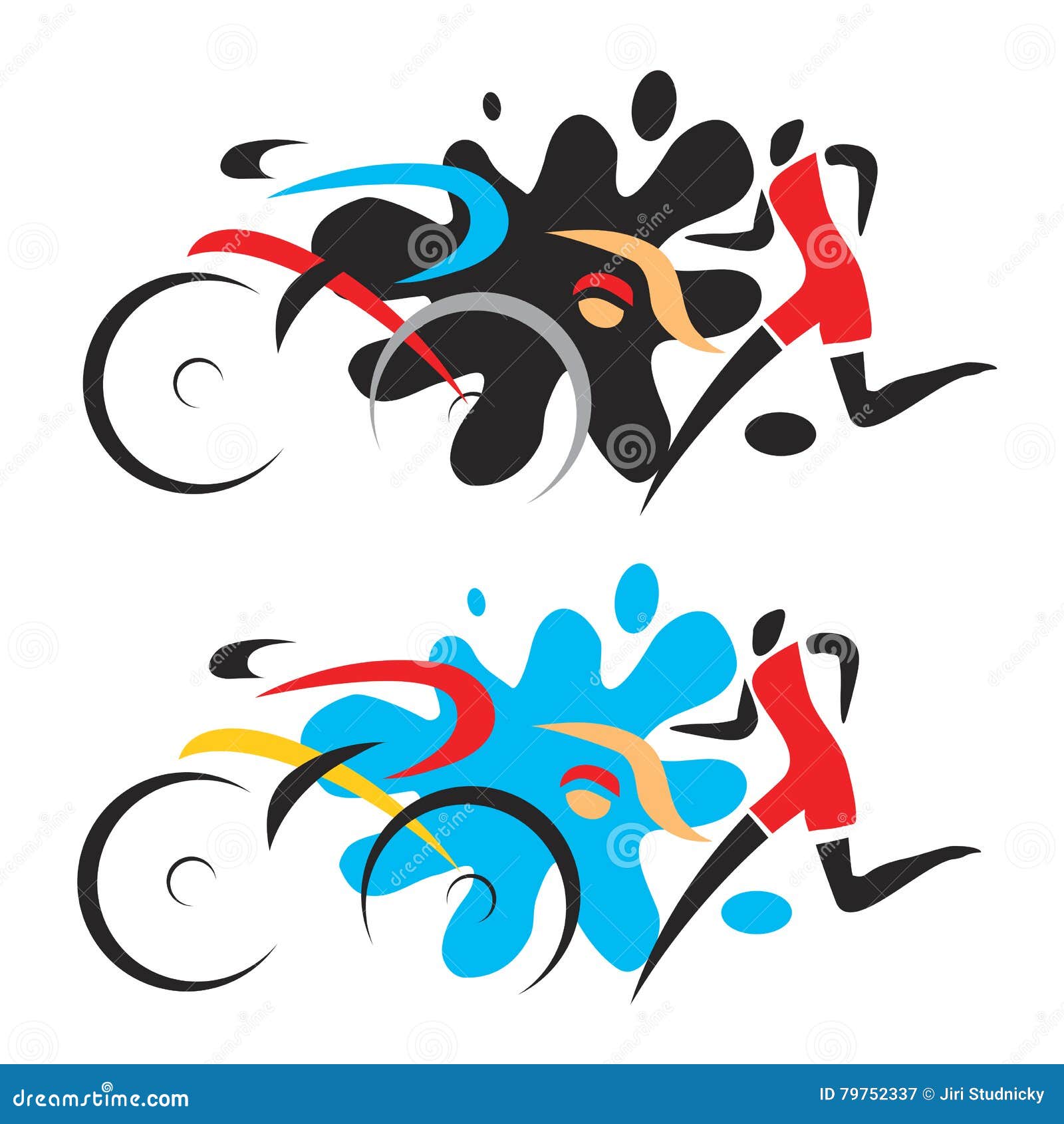 Triathlon race. stock vector. Illustration of race, running - 79752337