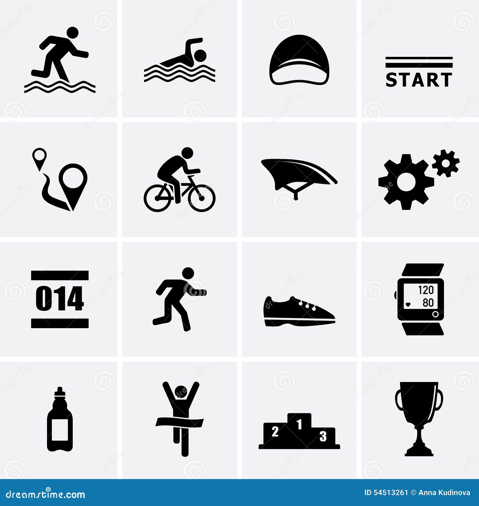 Triathlon Sport Icons stock vector. Illustration of vector - 54513261