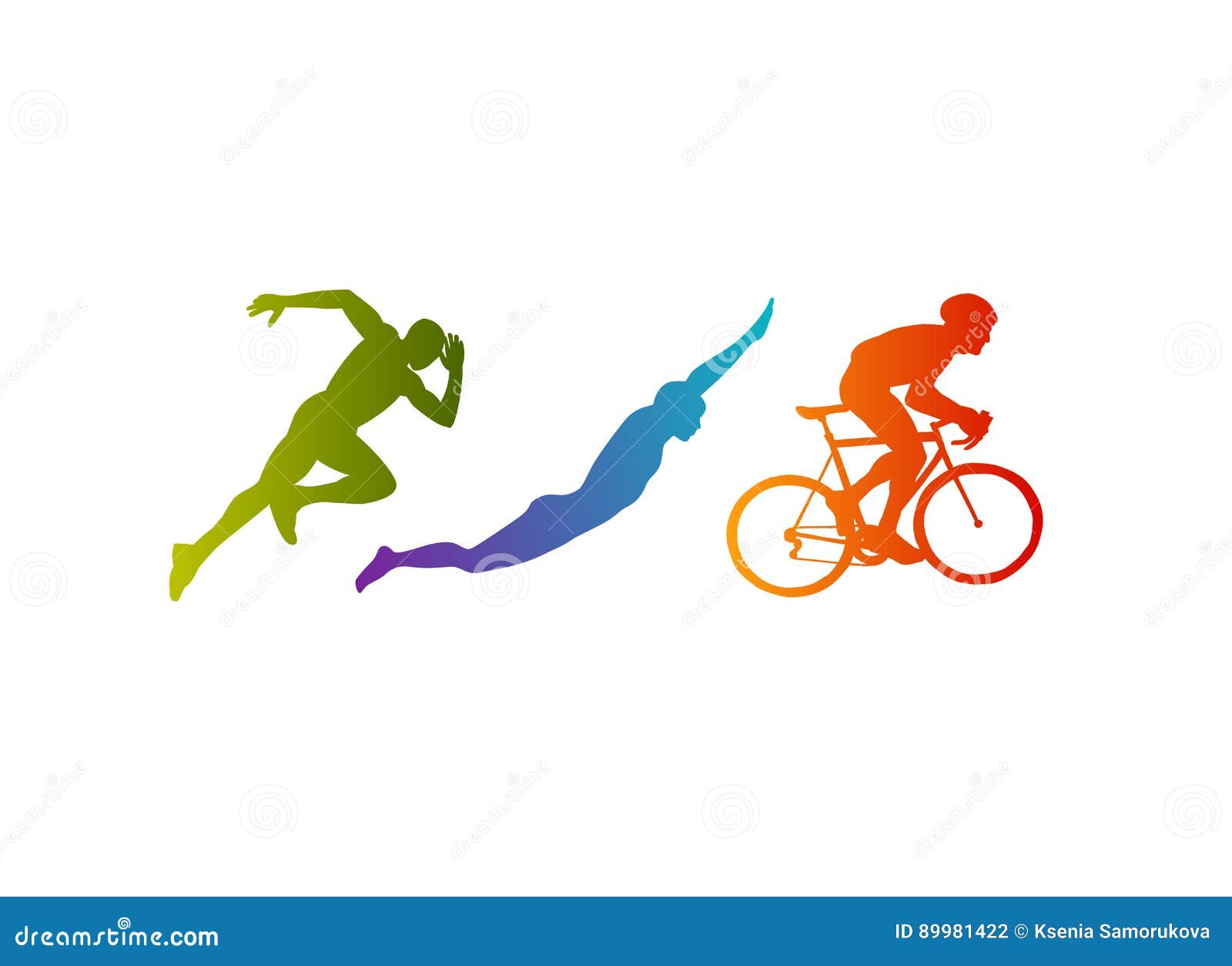 Triathlon Vector Silhouettes Set. Stock Vector - Illustration of logo ...
