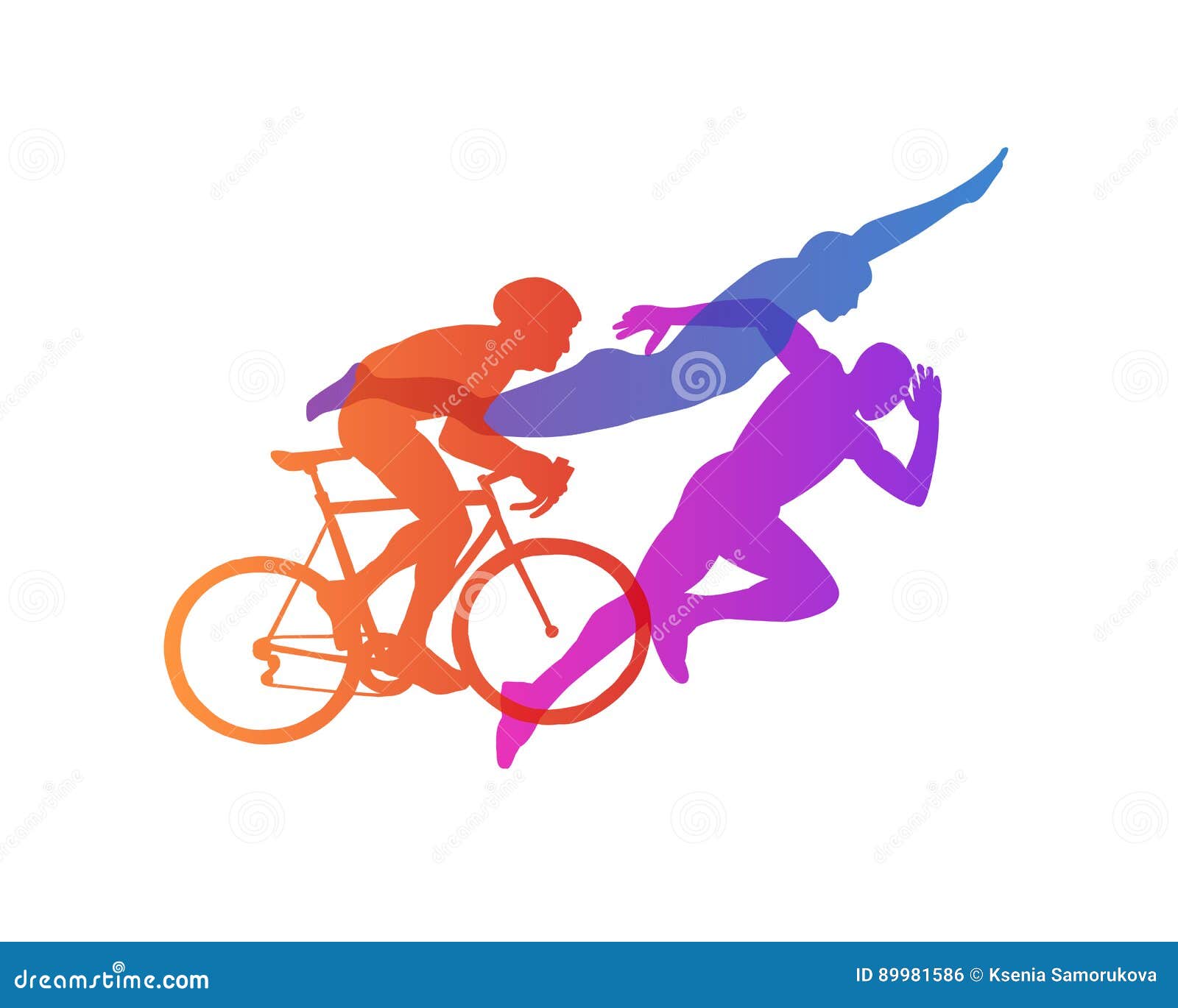 Triathlon Vector Silhouettes Set Stock Vector - Illustration of ...