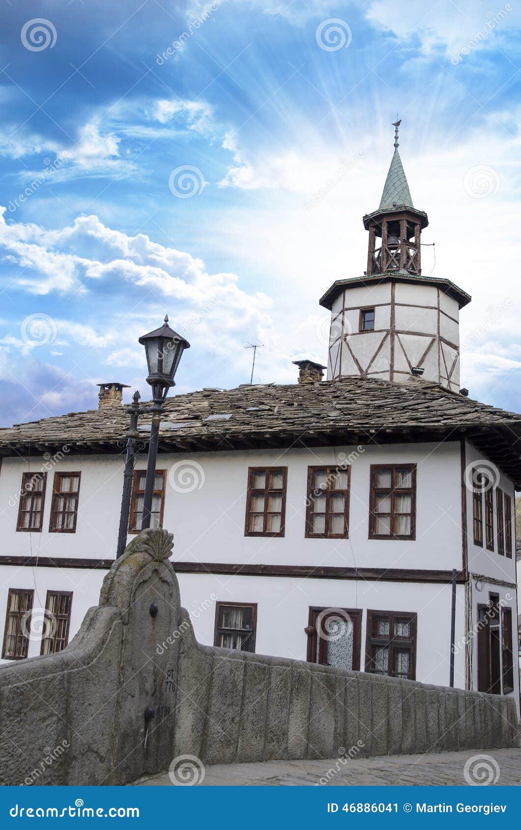 Triavna, Bulgaria stock image. Image of clock, city, scene - 46886041