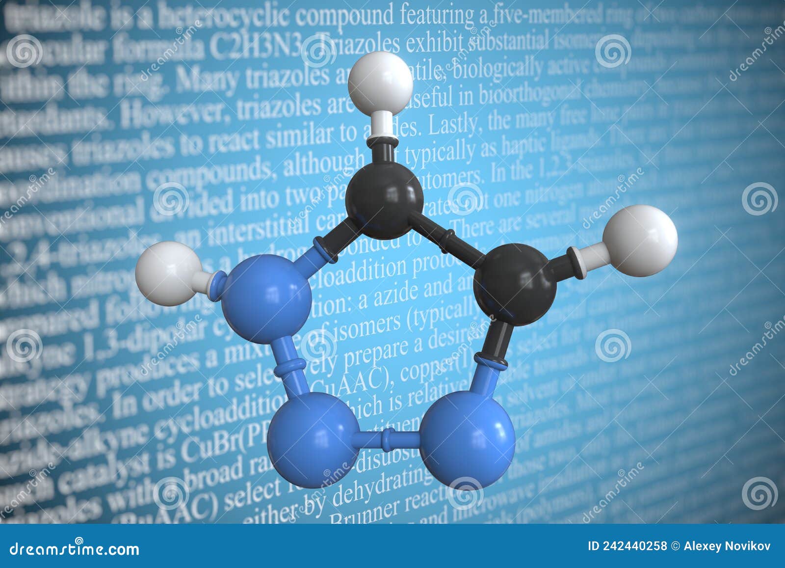 Triazole Scientific Molecular Model, 3D Rendering Stock Illustration ...
