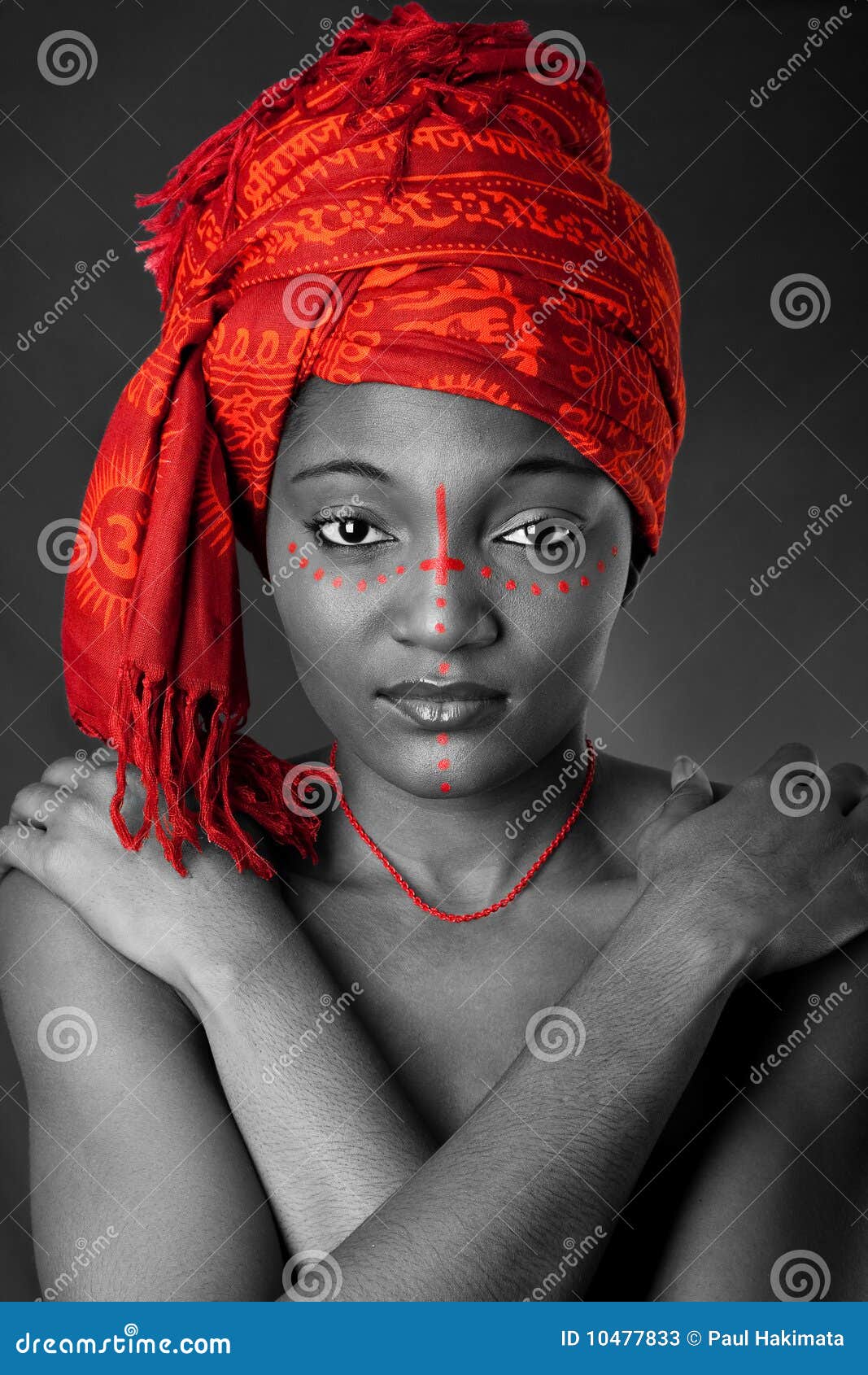 Tribal African Woman with Headwrap Stock Image - Image of expression ...