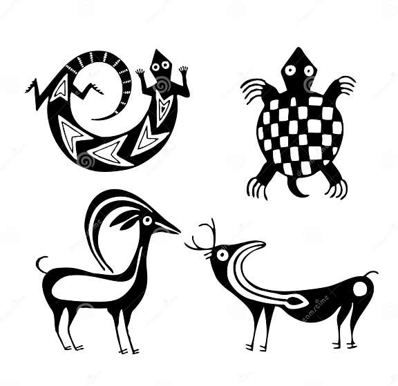 Tribal animals stock vector. Illustration of simplistic - 15087318