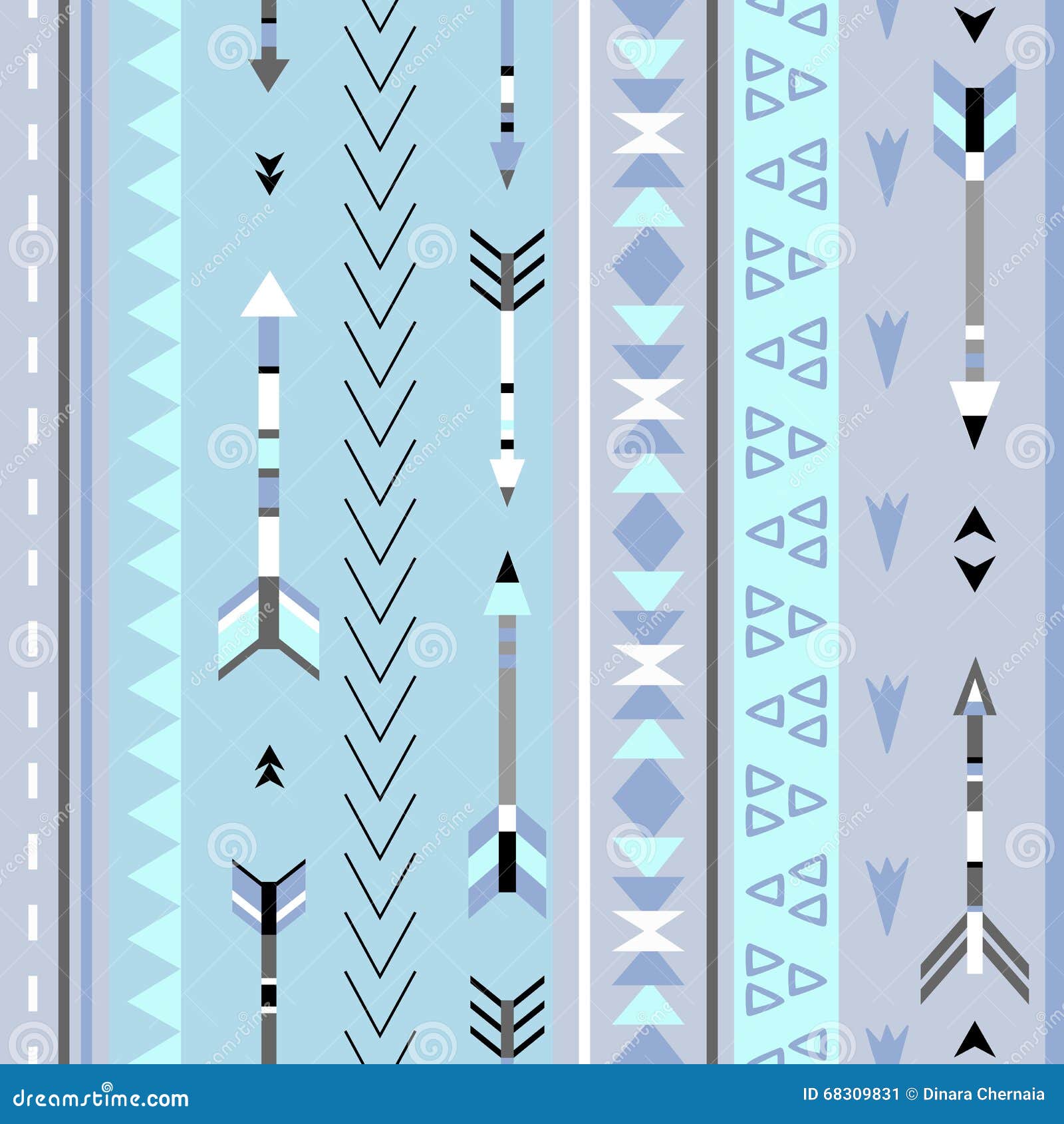 Tribal Arrows Boho Seamless Pattern. Ethnic Geometric Print Stock ...