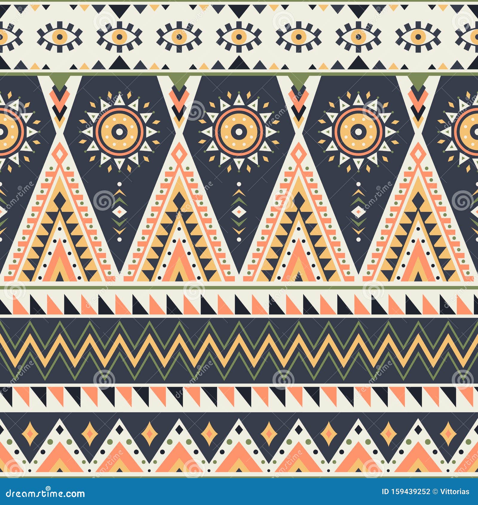 Tribal Aztec Geometric Seamless Pattern Stock Vector - Illustration of ...