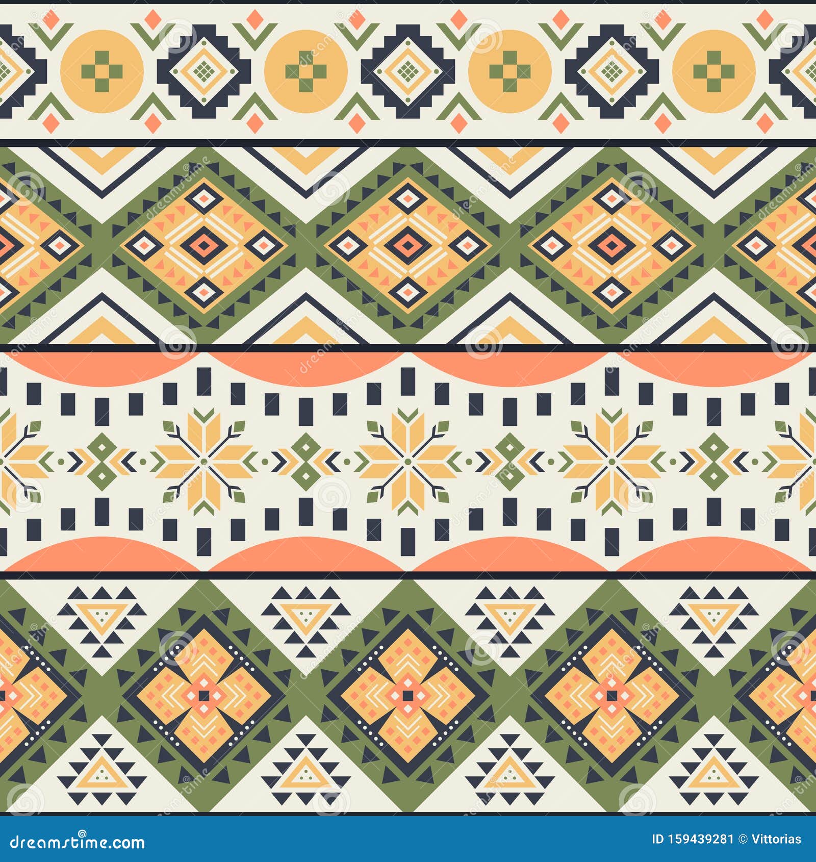 Tribal Aztec Geometric Seamless Pattern Stock Vector - Illustration of ...
