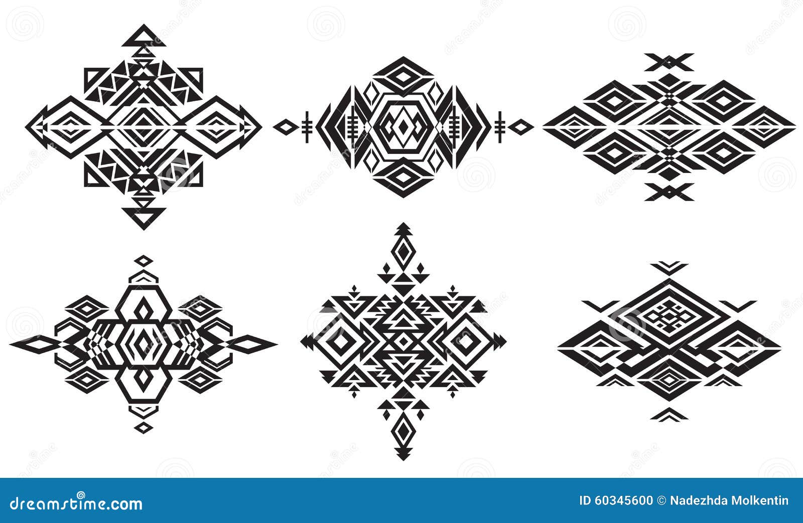 Tribal Black Element Patterns on White Background Stock Illustration ...