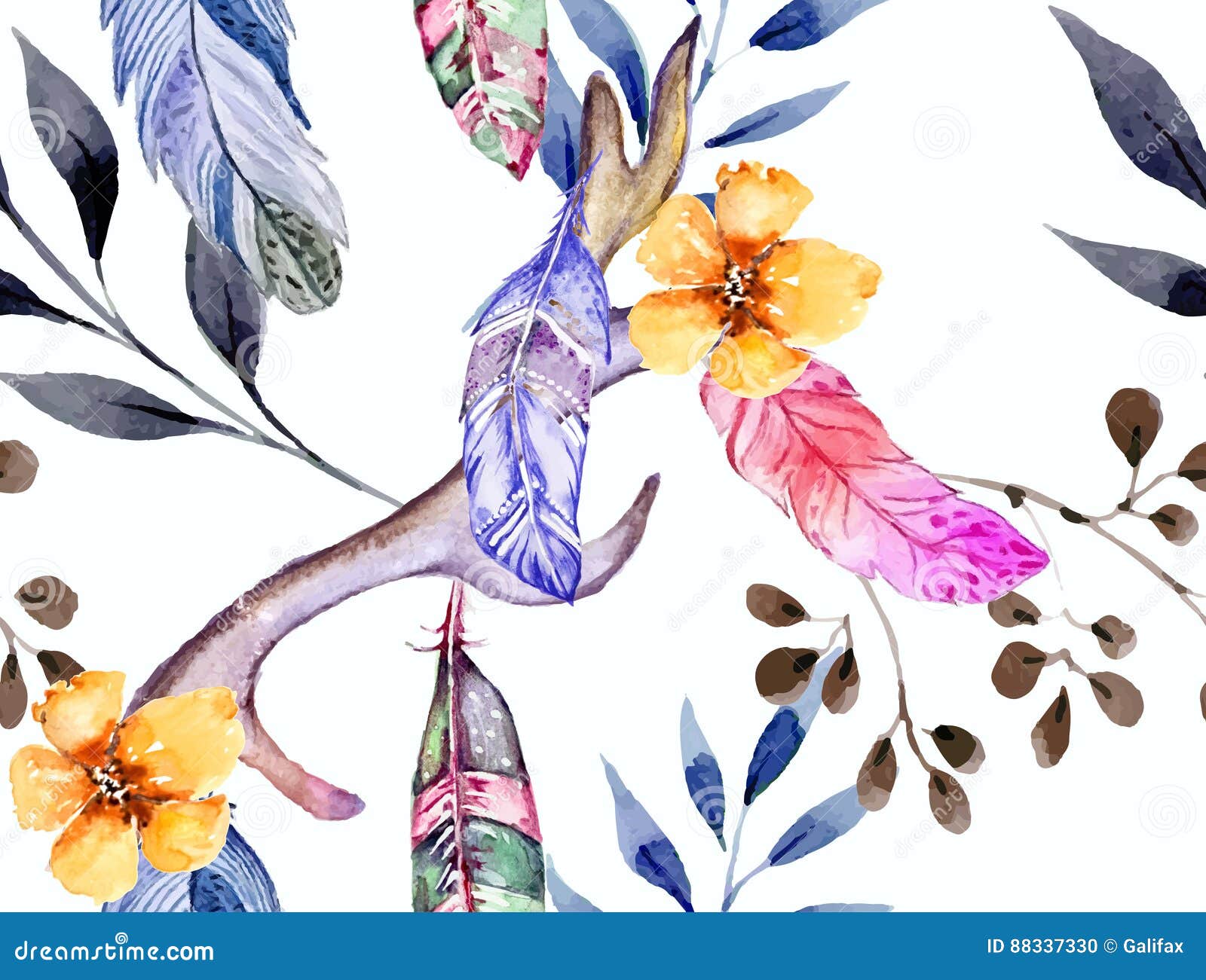 Tribal Boho Style Feathers. Stock Vector - Illustration of antique ...