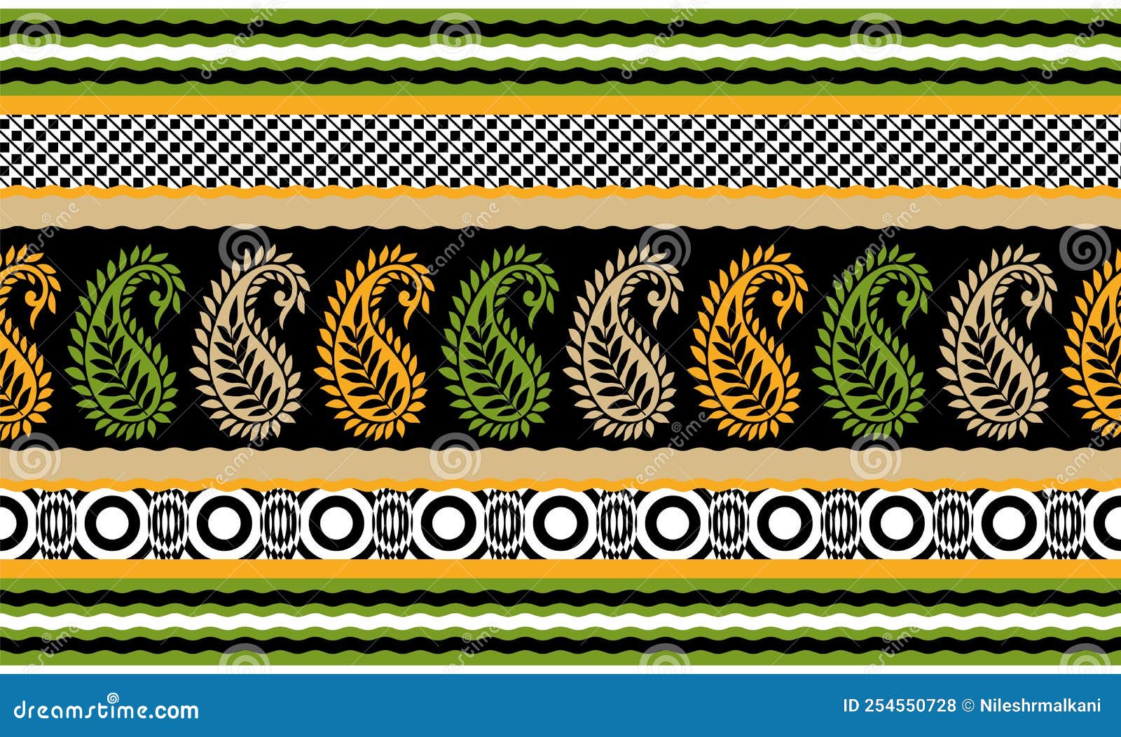 Tribal Border with Paisley Design Stock Vector - Illustration of ...