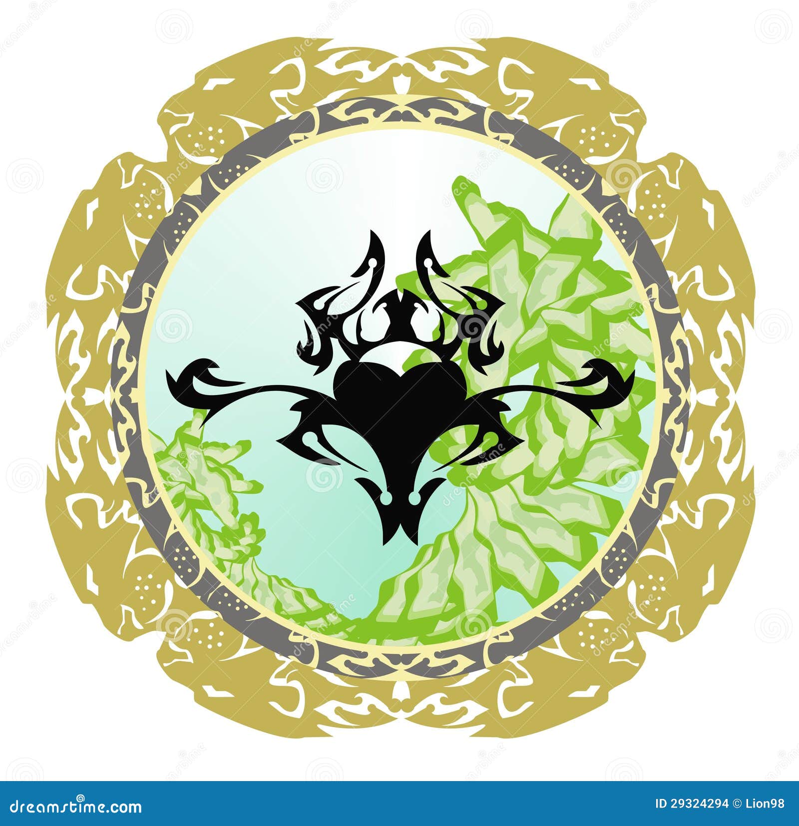 Tribal Bug in a Round Lions Frame Stock Vector - Illustration of ...