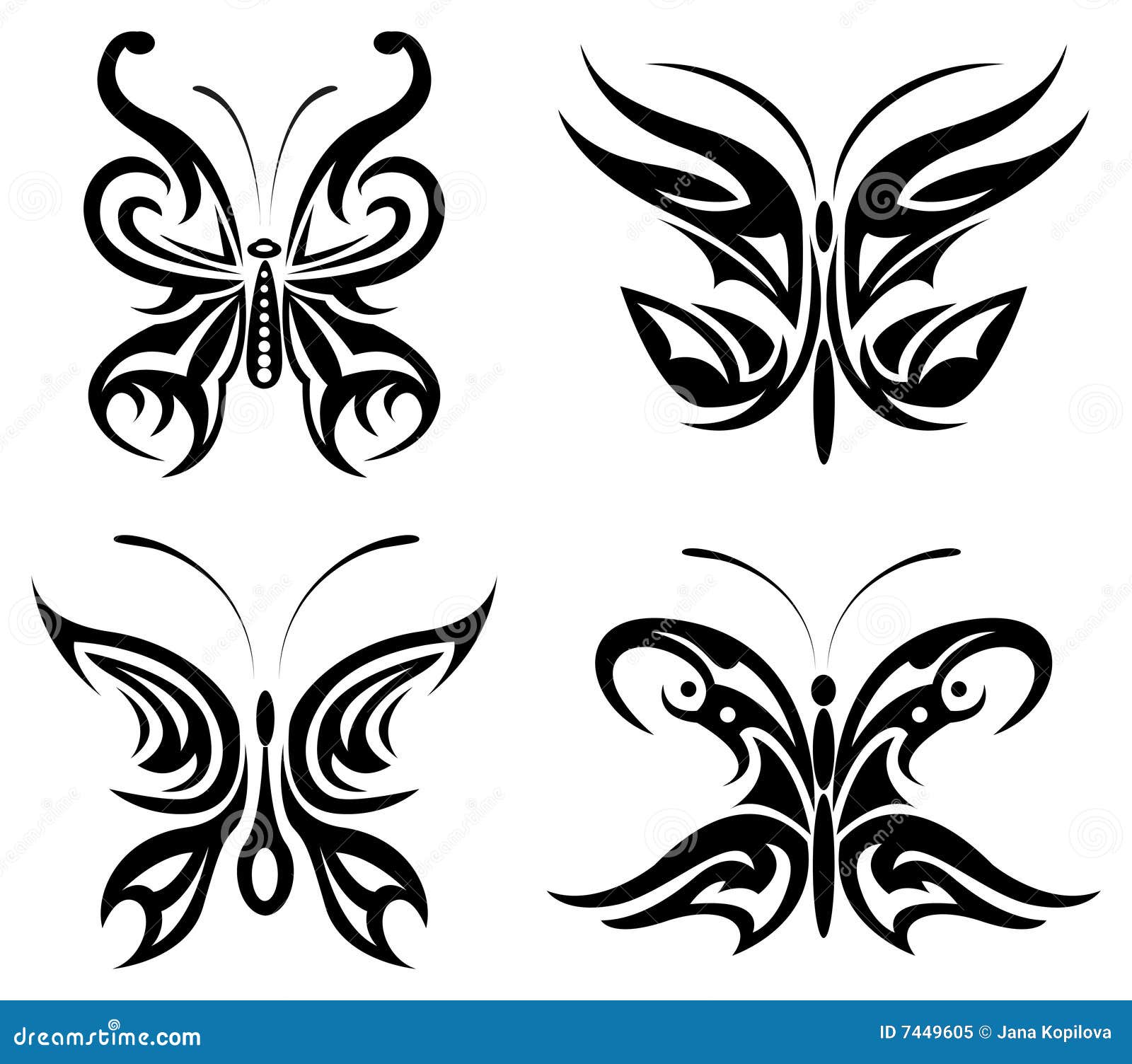 Tribal butterfly set stock vector. Illustration of unique - 7449605