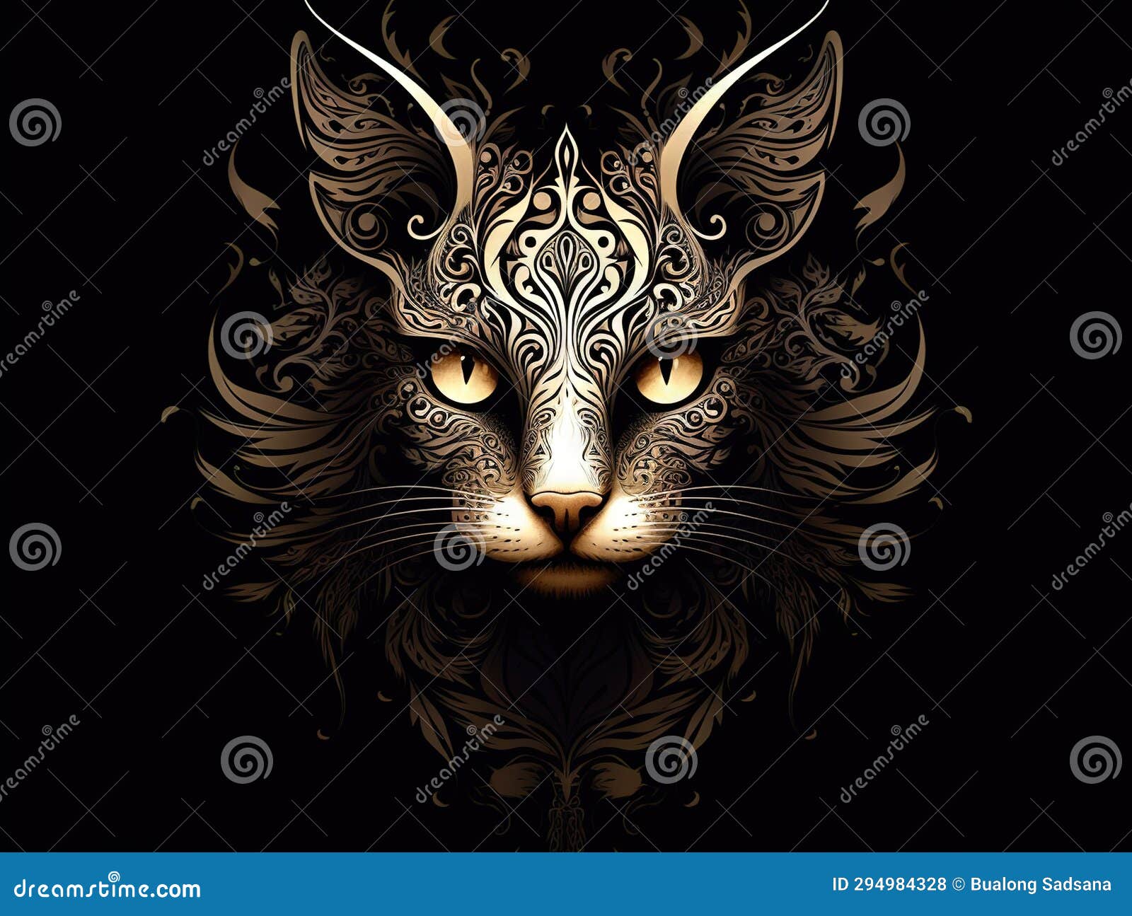 Tribal cat head stock illustration. Illustration of tools - 294984328