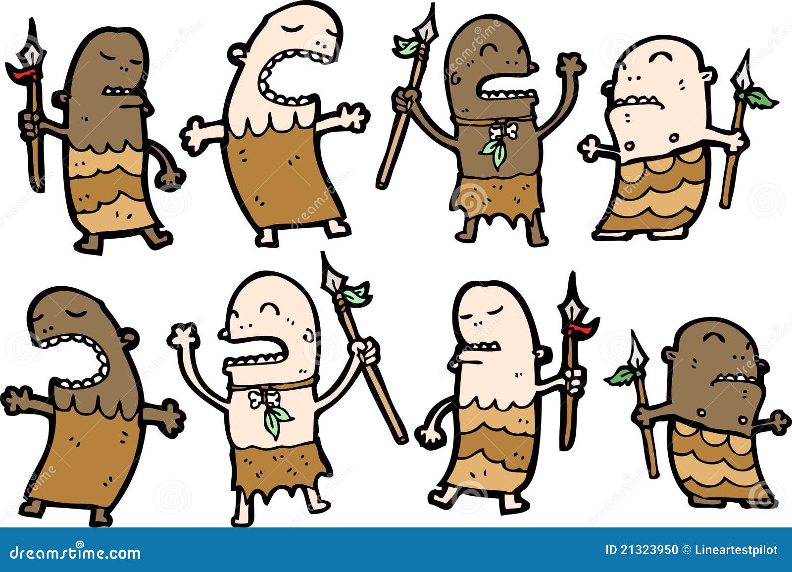 Tribal Cavemen Characters Vector Illustration | CartoonDealer.com #21323950