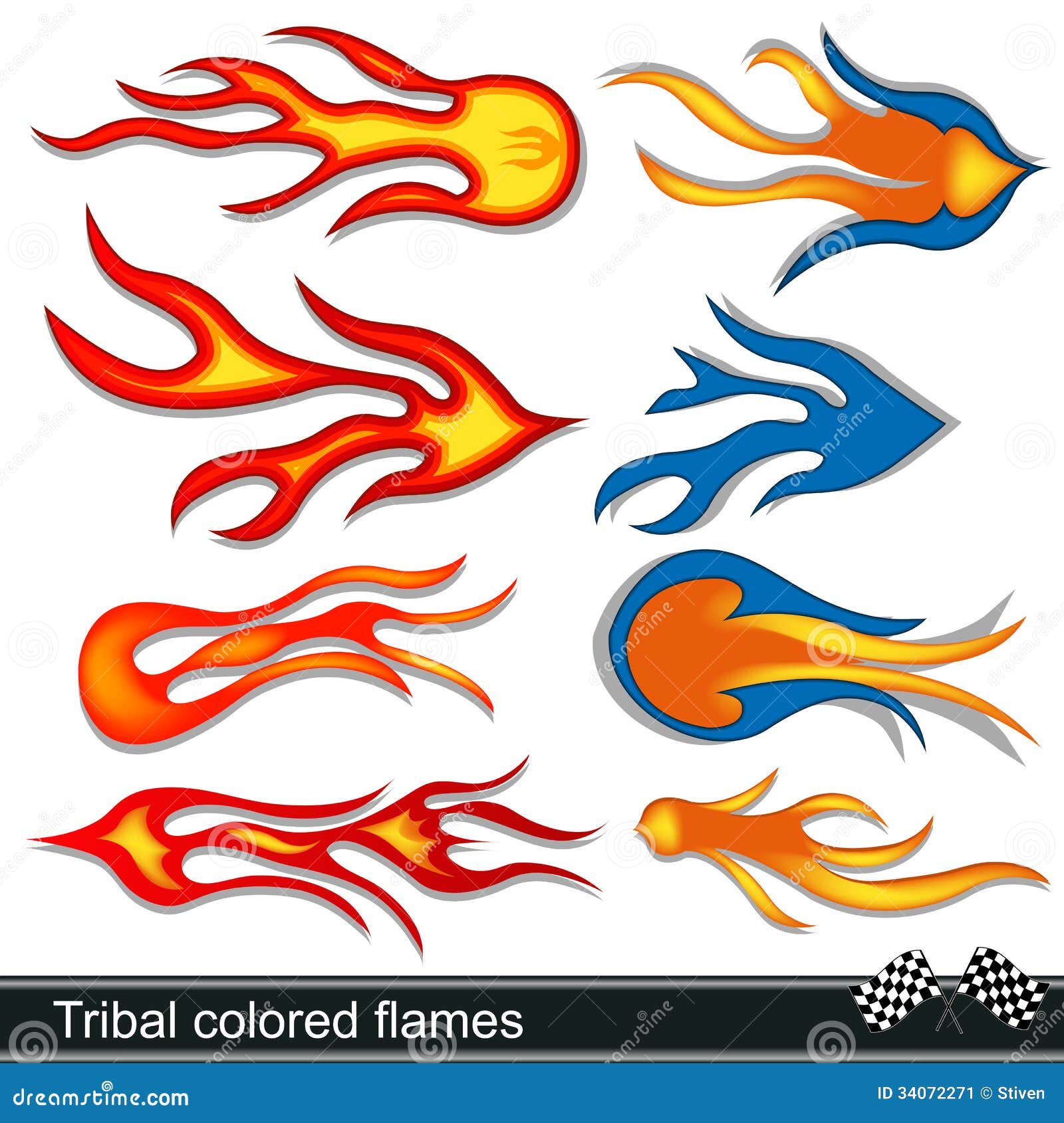 Tribal Colored Flames Design Stock Vector - Illustration of creative ...