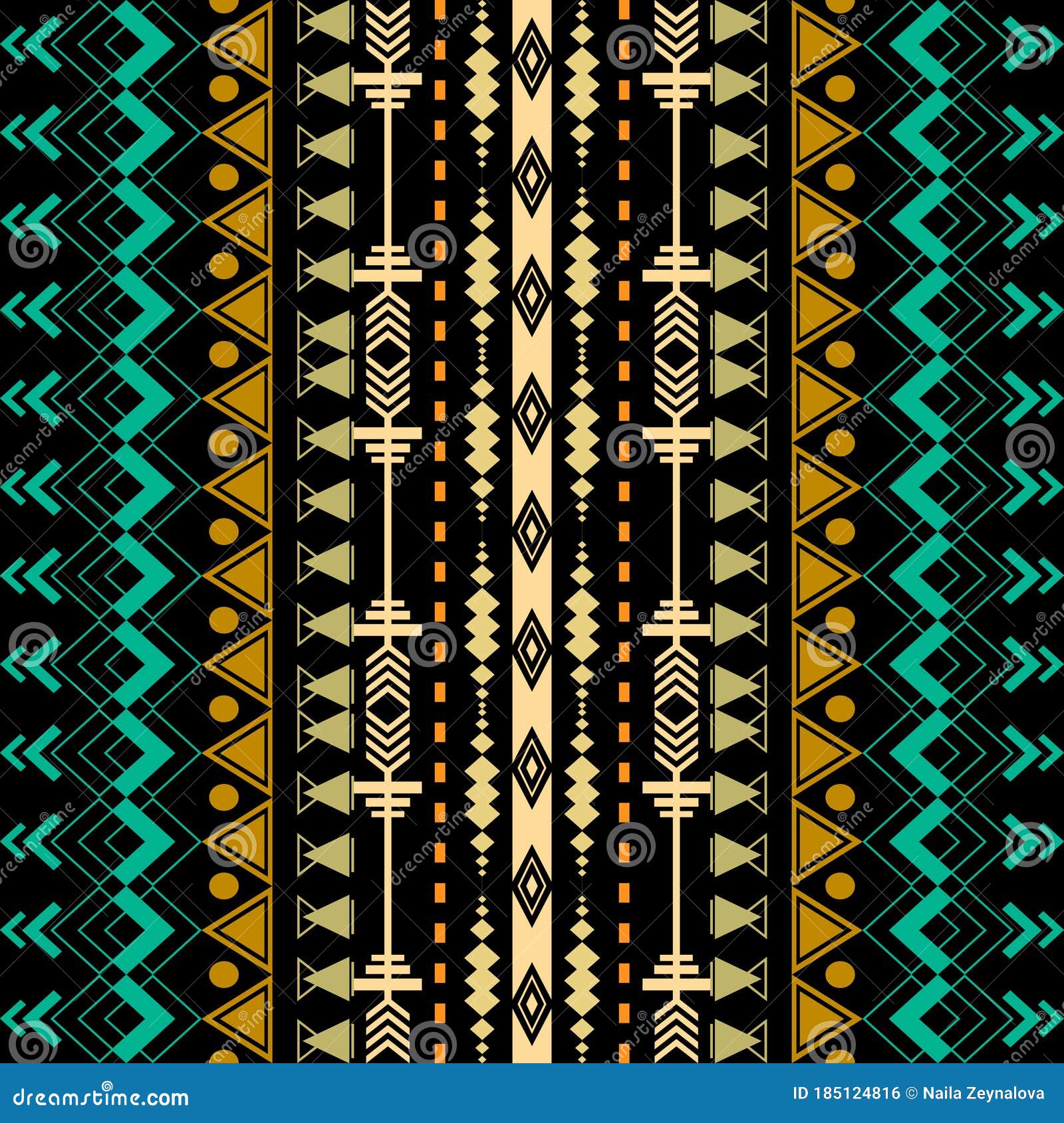 Tribal Colorful Vector Seamless Borders Pattern Ethnic Geometric