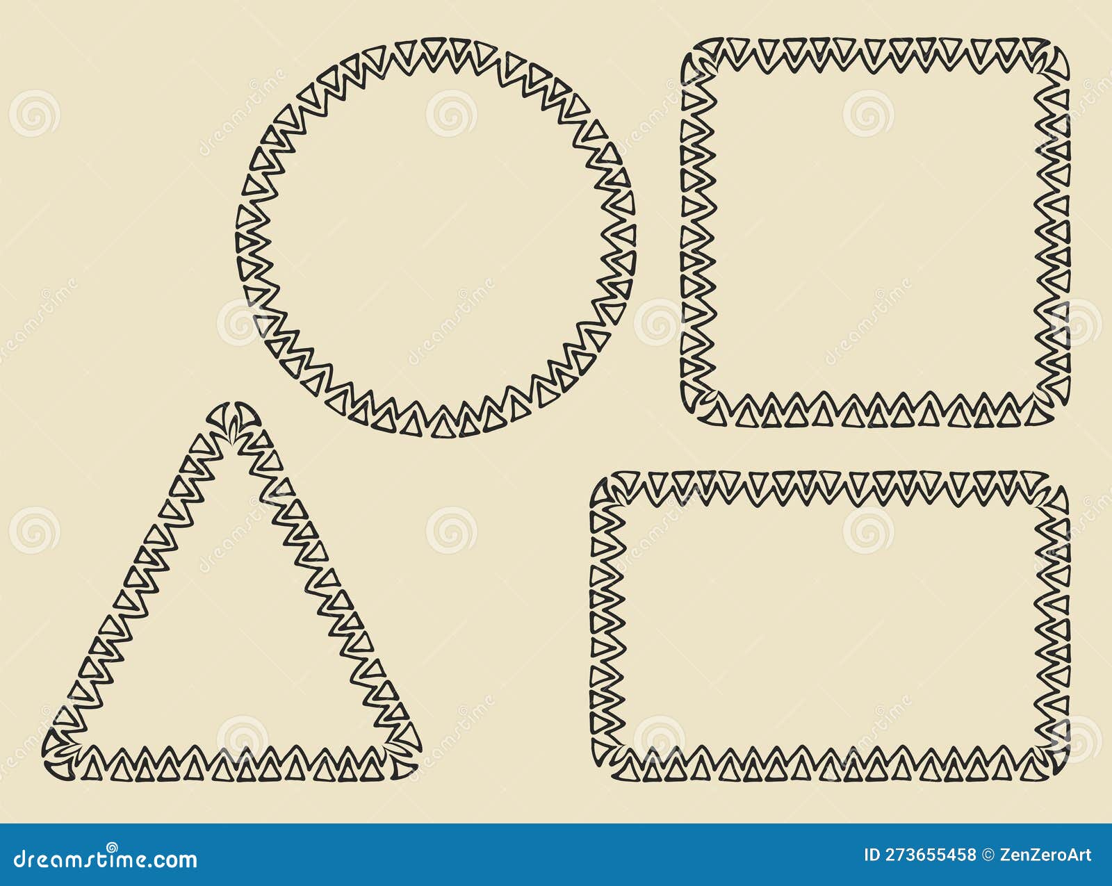 Tribal Design, Frames Outline Set. Hand Drawn Doodle Ink Stroke Borders ...