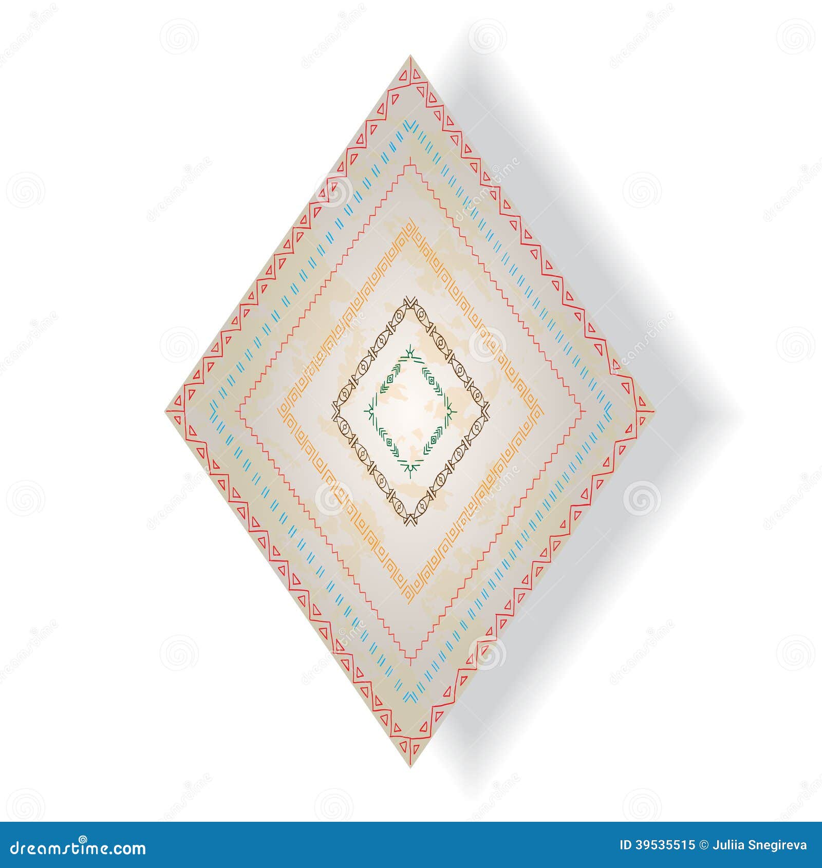 Tribal Doddle Rhombus with Ethnic Pattern. Stock Vector - Illustration ...