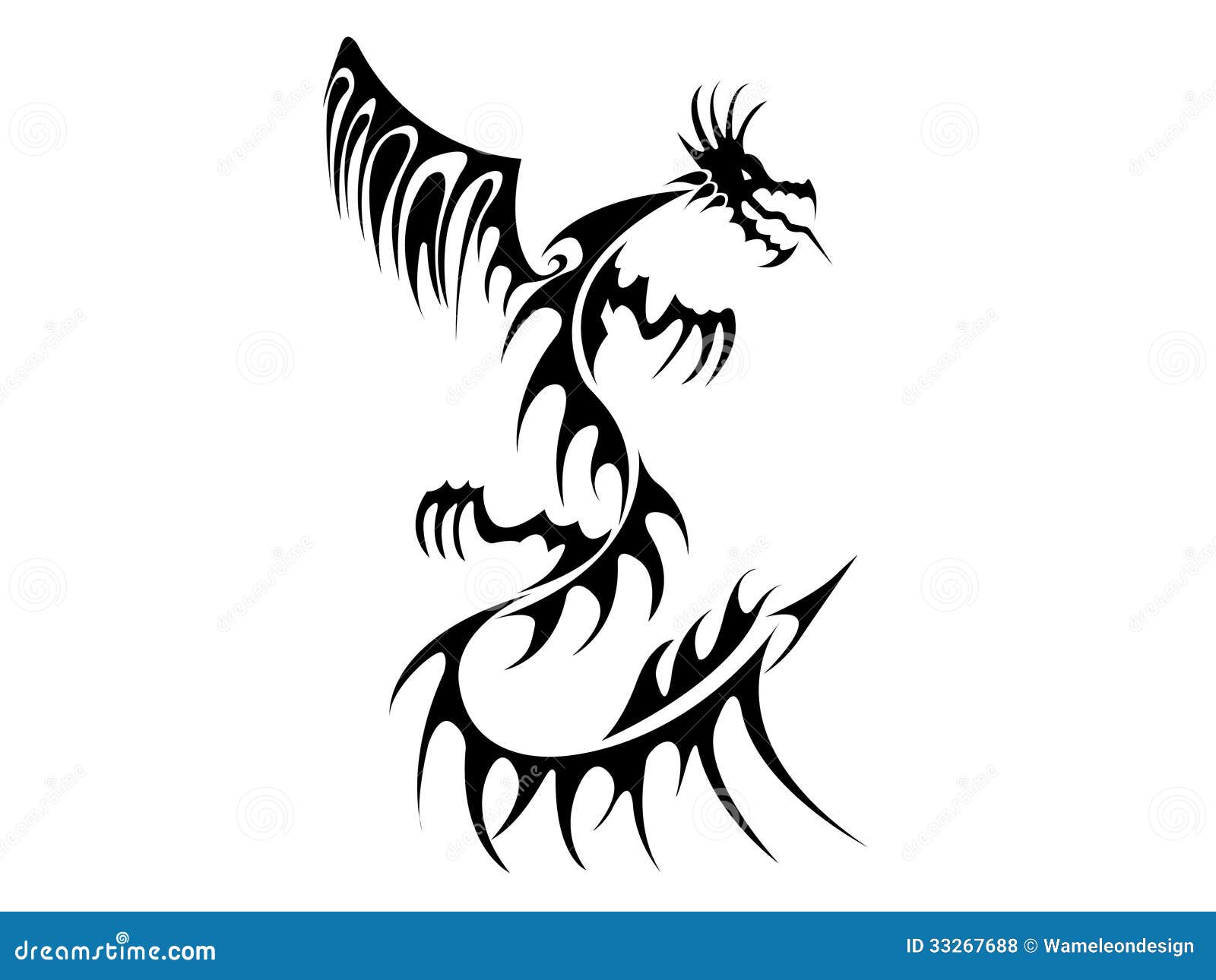 Tribal dragon stock vector. Illustration of fire, hard - 33267688
